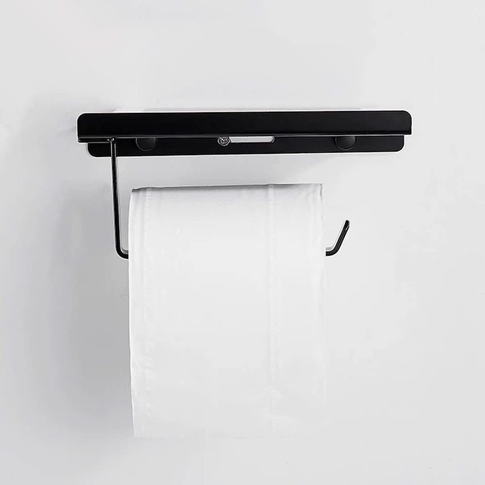 Bathroom Toilet Towel Paper Holder Phone Holder Wall Mount WC Rolhouder Paper Holder with Shelf Towel Rack Tissue Boxes Black