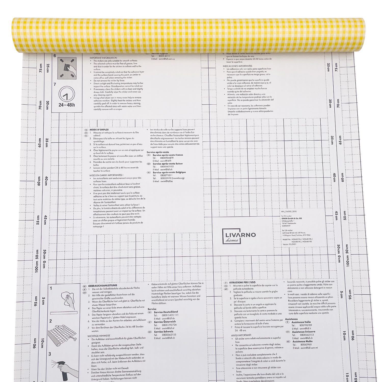 Yifely Yellow & White Checkered Plaid Furniture Paper Self-Adhesive Shelf Liner Base Cabinet Decor 17.7 Inch by 9.8 Feet