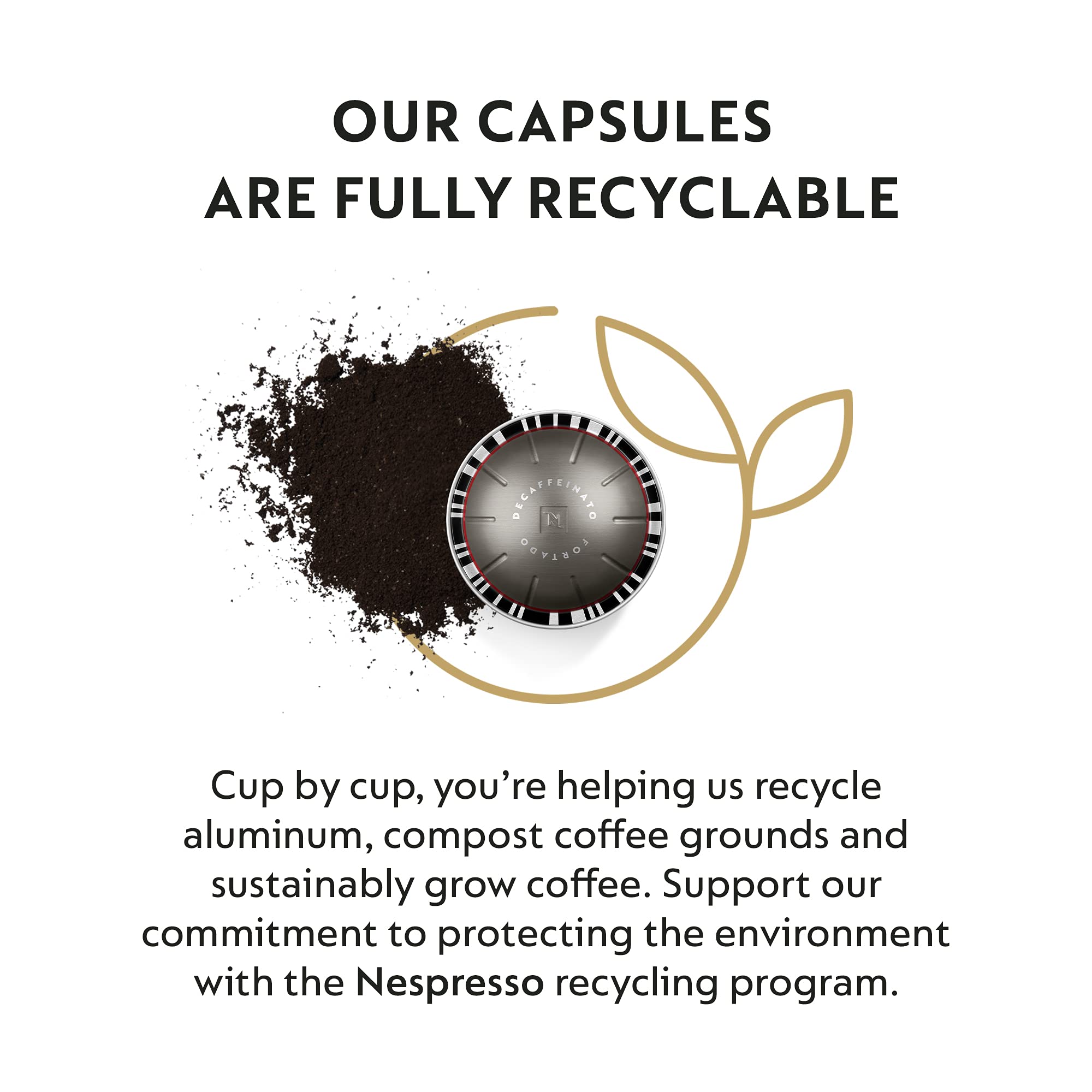 Nespresso Vertuo Fortado Decaffeinato, Gran Lungo, 30 Count Coffee Capsules (VERTUO ONLY)