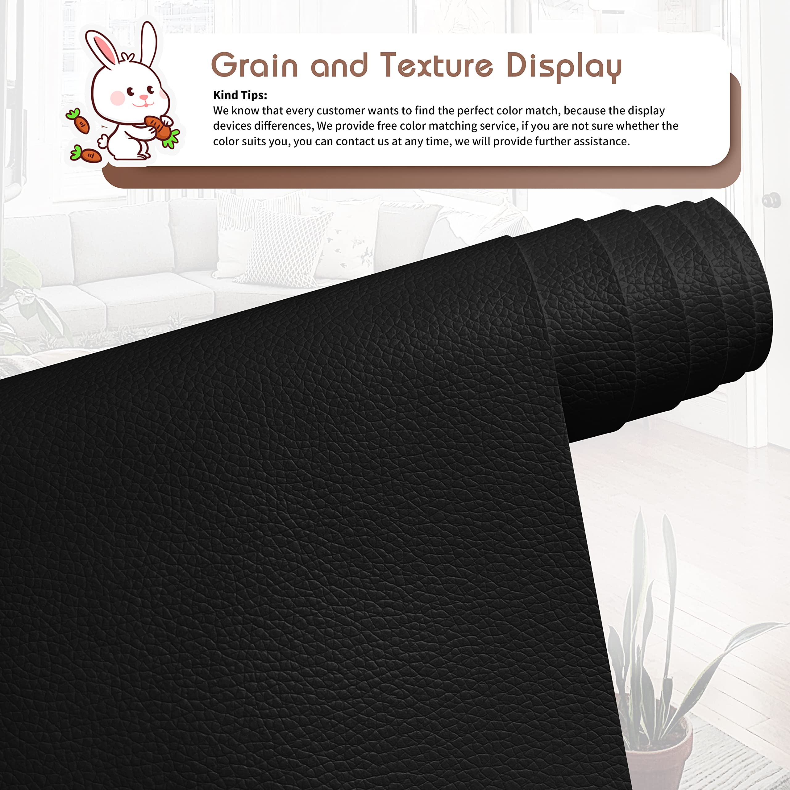 Leather Repair Patches for Couches 16x60 inches Large Self-Adhesive Sofa, Car Seat,Leather Furniture,Vinyl Repair Patch Kit (Black)