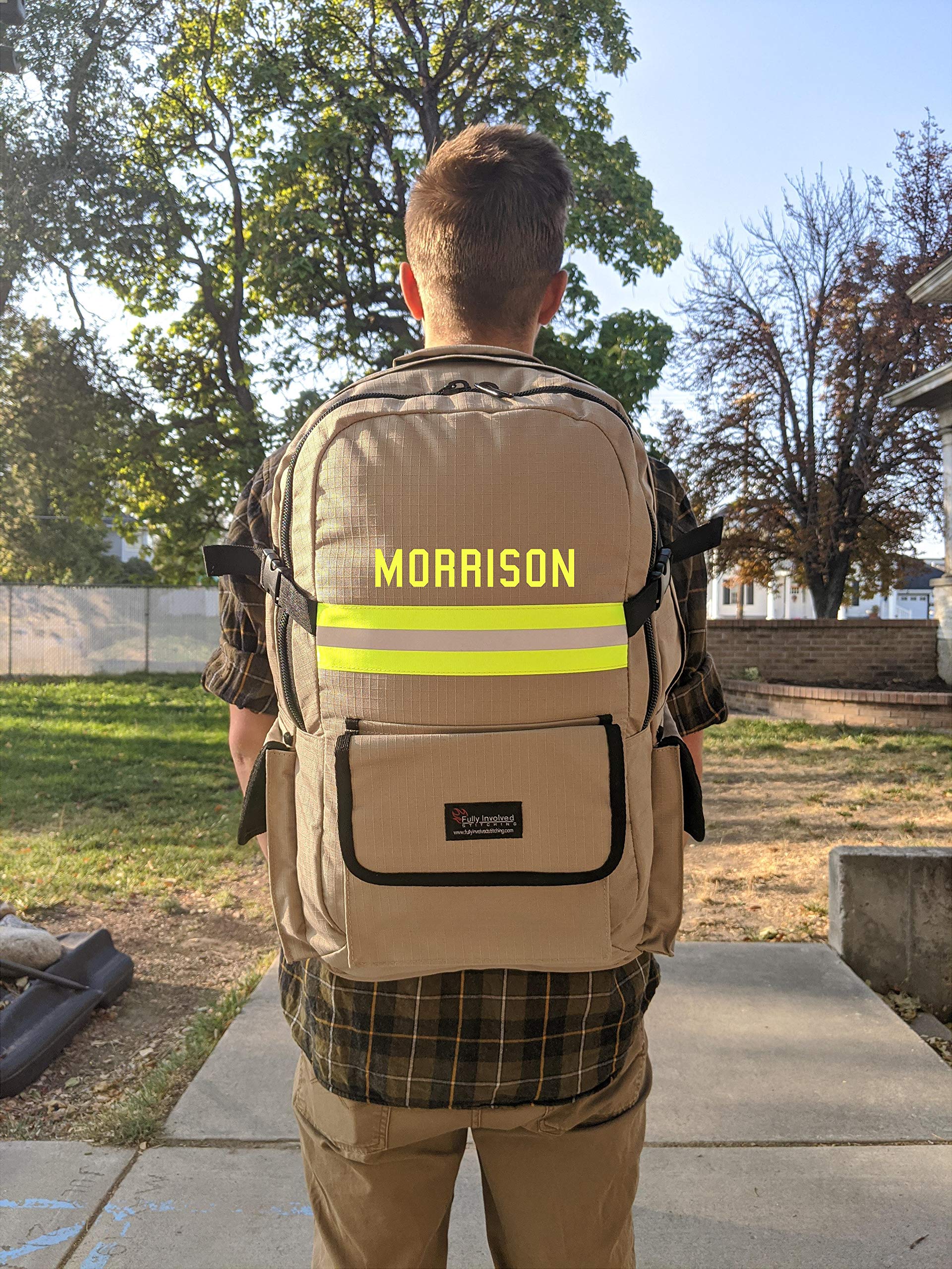 Fully Involved Stitching Firefighter Personalized Backpack