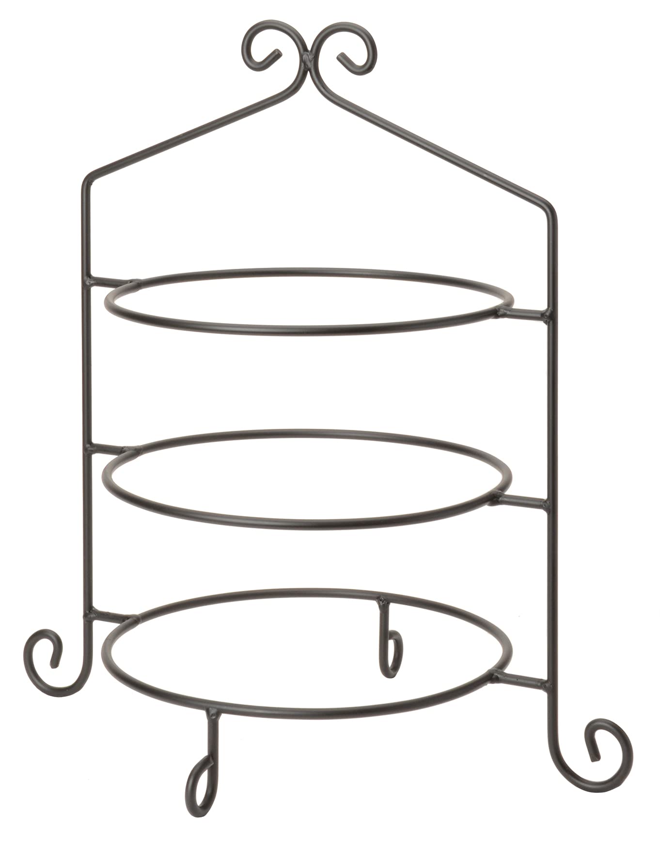 Saving Shepherd 3 Tier Pie Plate Stand - Solid Satin Black Wrought Iron Triple Rack Display Amish Handmade in USA