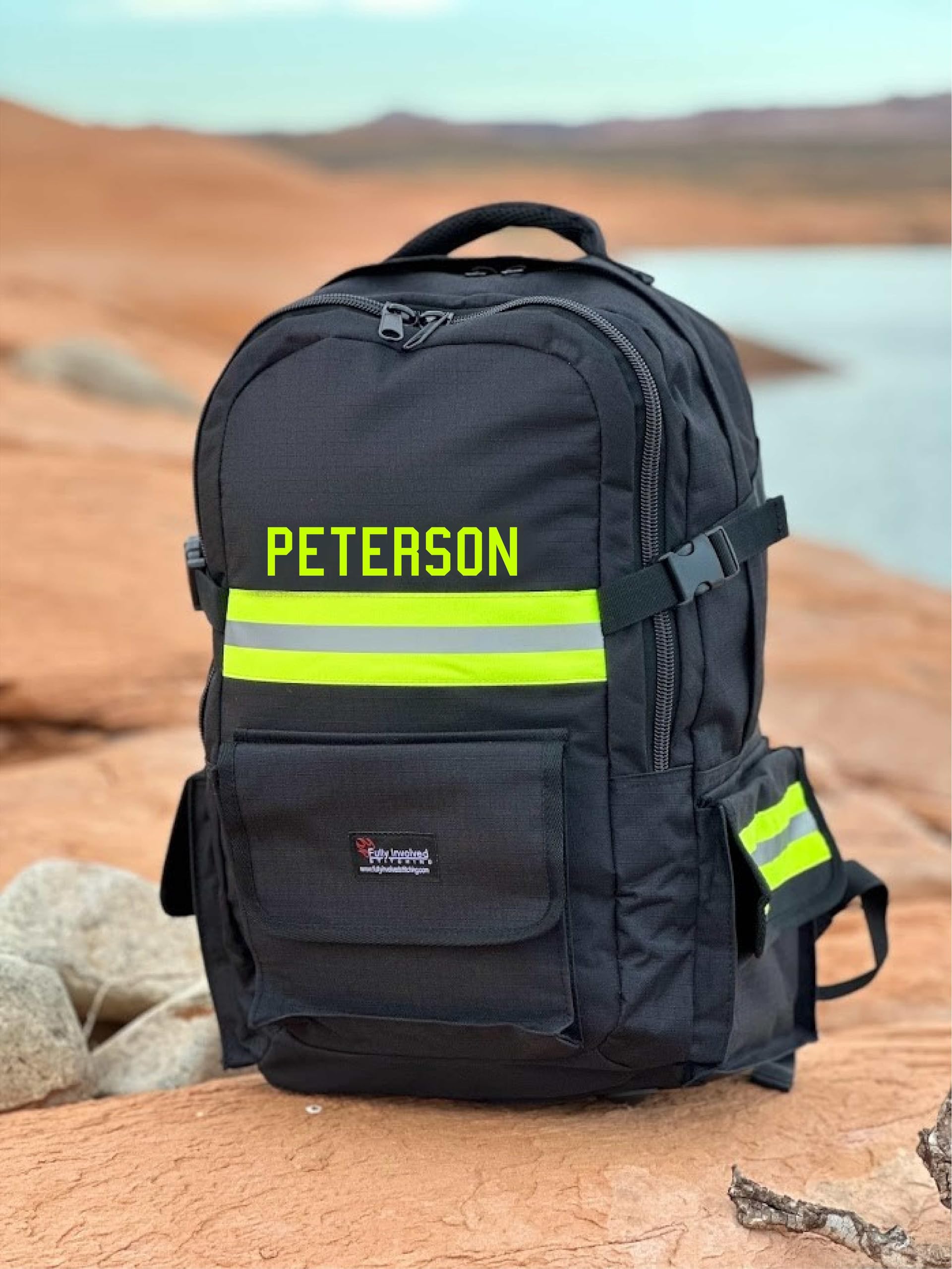 Fully Involved Stitching Firefighter Personalized Backpack