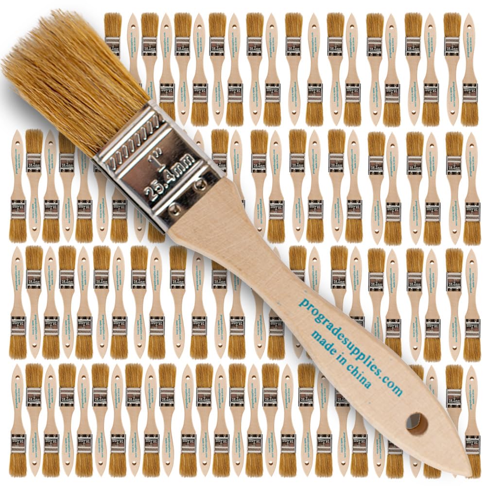 Pro Grade Chip Paint Brushes - 96-Pack - 1" Chip Brushes for Paints, Stains, Varnishes, Glues, & Gesso - Home Improvement - Interior & Exterior Use