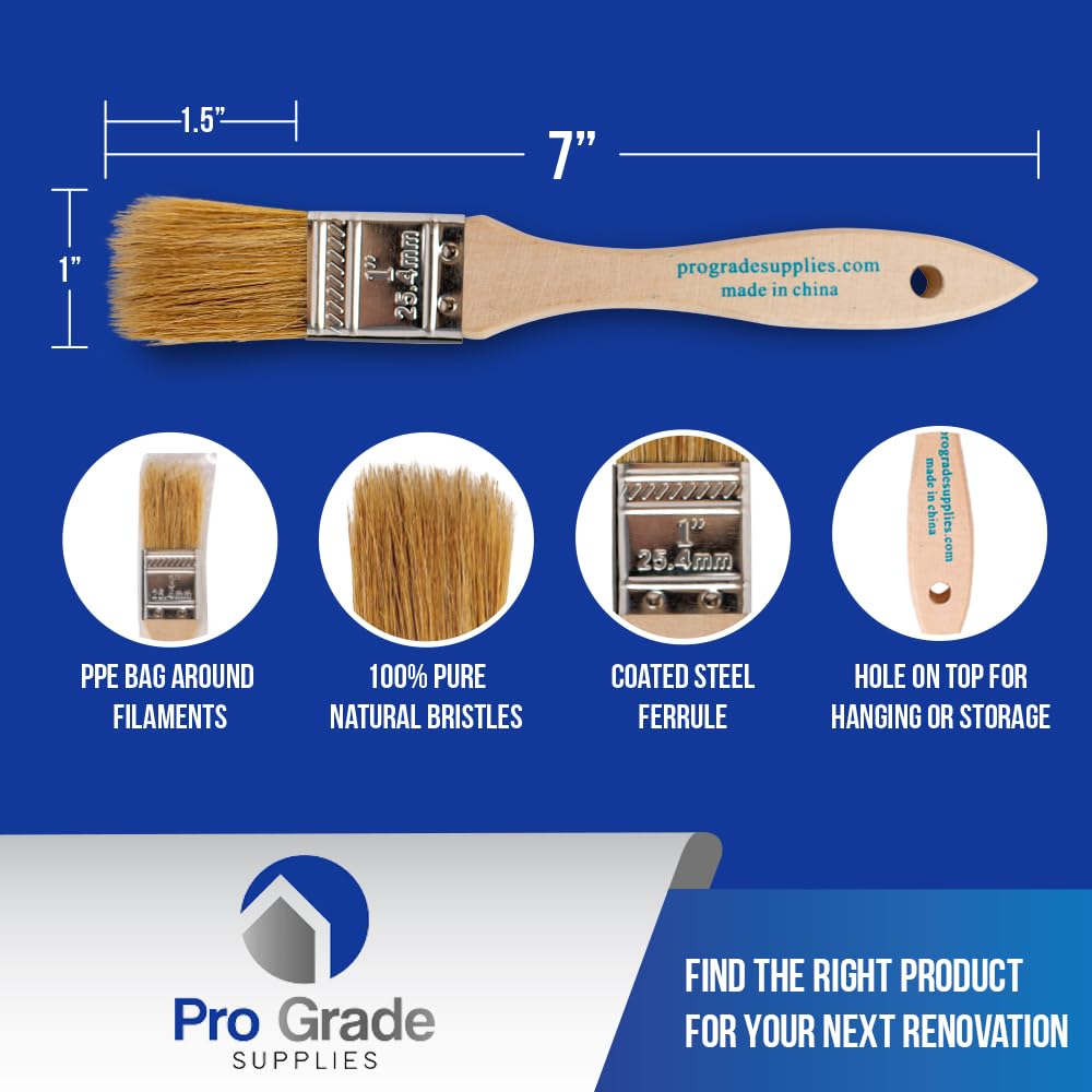 Pro Grade Chip Paint Brushes - 96-Pack - 1" Chip Brushes for Paints, Stains, Varnishes, Glues, & Gesso - Home Improvement - Interior & Exterior Use
