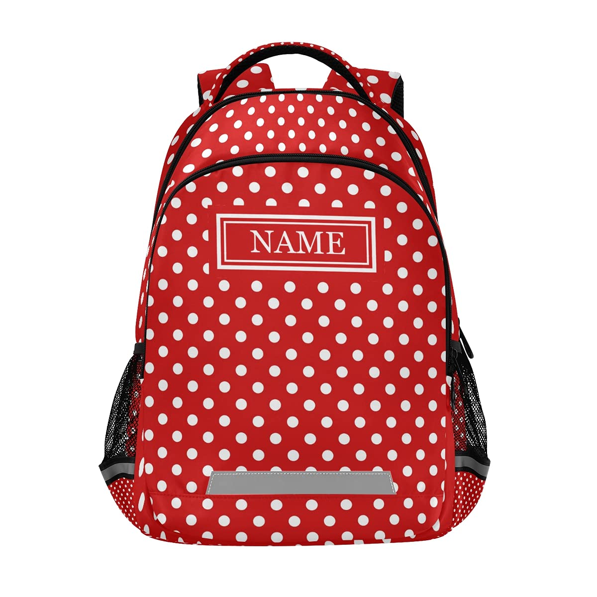 ODAWA Custom Backpack for Girls Personalized Backpack Add Your Name Text Customization Red Dot Pattern Child Backpack Travel Bag