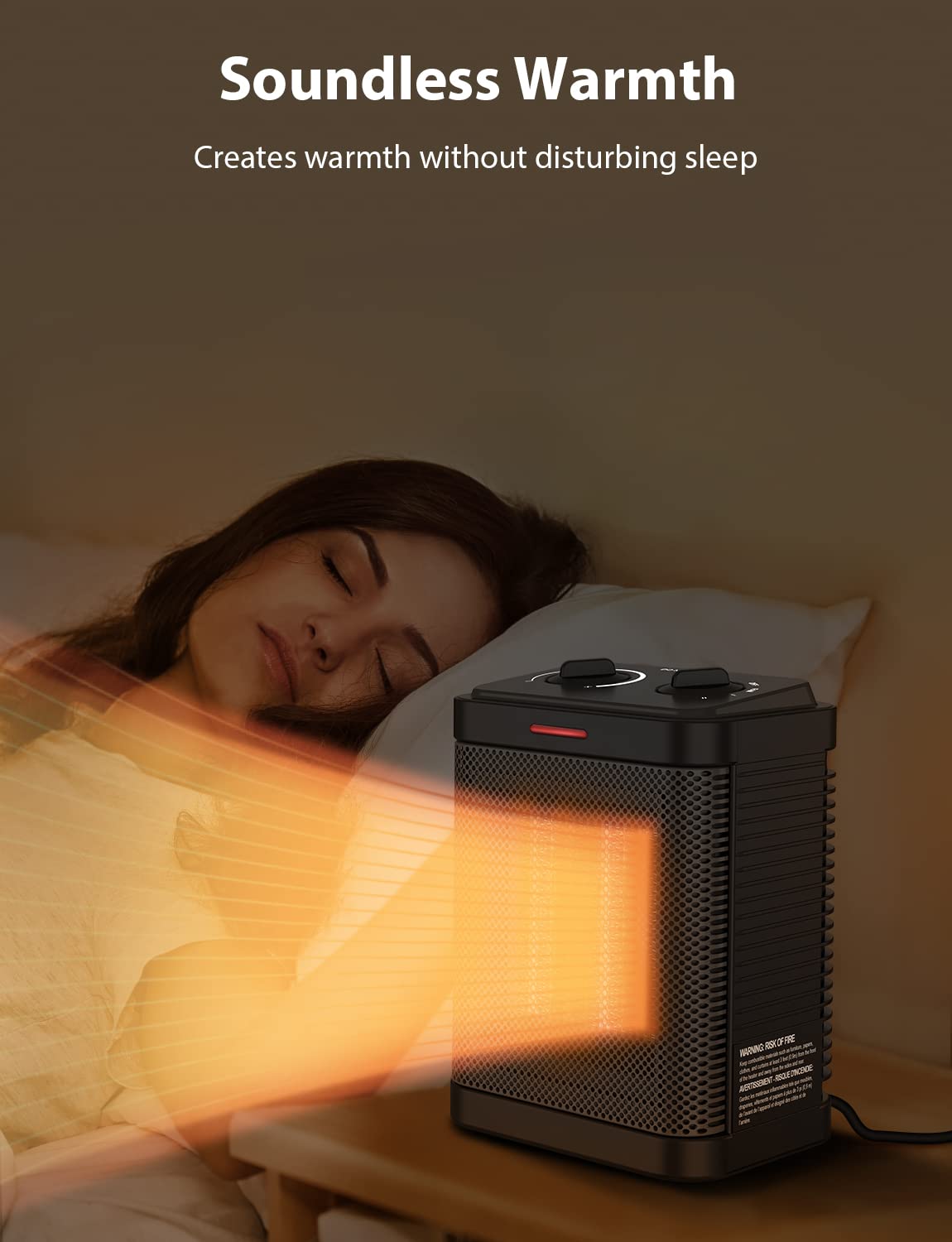 Space Heater, Small Space Heater for Indoor Use, 1500W/900W PTC Ceramic Space Heater with Thermostat, 3 Modes, Safety Quiet Heating, Multiple Protection, Portable Heater for Office Room Desk Use