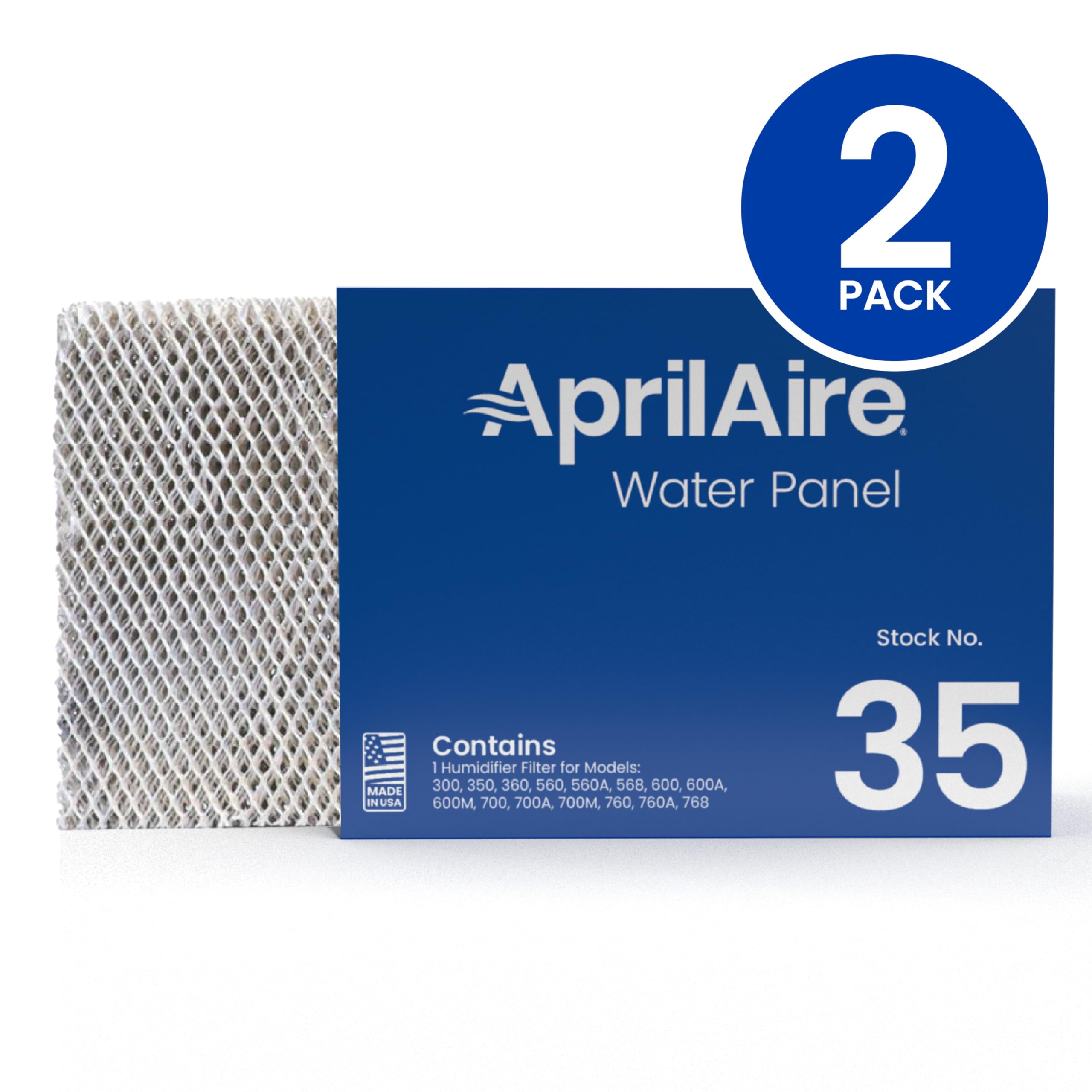 Aprilaire 35 Water Panel Humidifier Filter Replacement for Aprilaire Whole House Humidifier Models 350, 360, 560, 560A, 568, 600, 600A, 600M, 700, 700A, 700M, 760, 760A, 768 (Pack of 2)