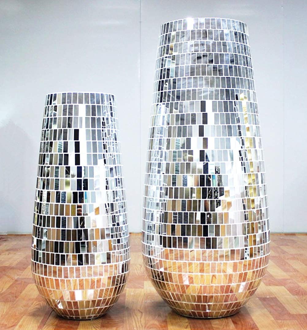 REDODECO 2400pcs Real Glass Silver Mirrors Mosaic Tiles Sticker for Craft Square Glass Tiles Self Adhesive,5mm by 5mm