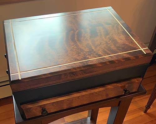 Flaming Amish Birch, One Drawer Flatware Chest with Black Maple