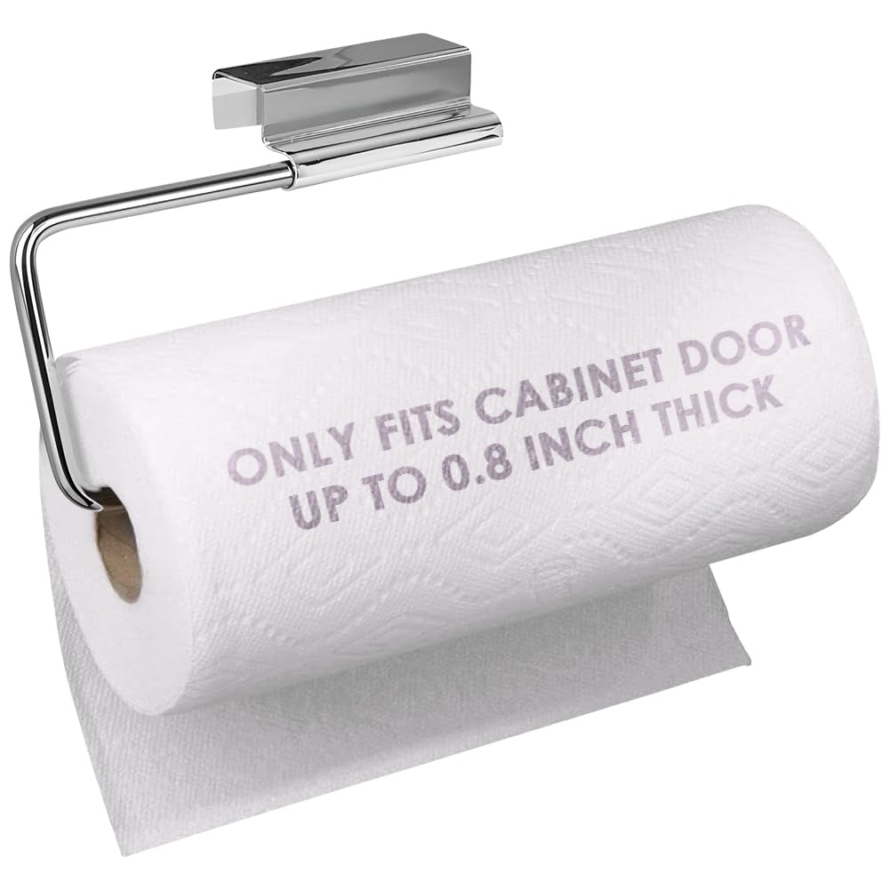 COMFECTO Over The Cabinet Door Paper Towel Holder for Kitchen Bathroom, Stainless Steel 12 Inch Paper Towel Roll Holder