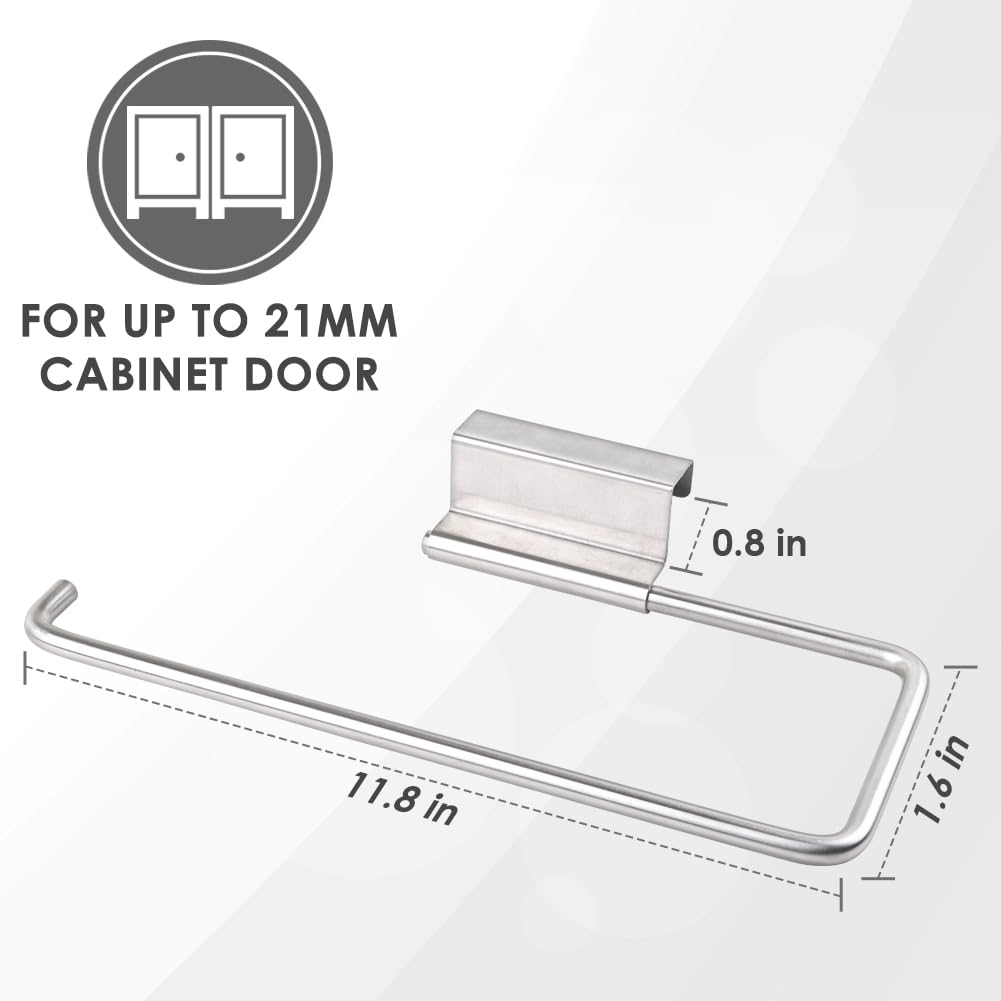 COMFECTO Over The Cabinet Door Paper Towel Holder for Kitchen Bathroom, Stainless Steel 12 Inch Paper Towel Roll Holder