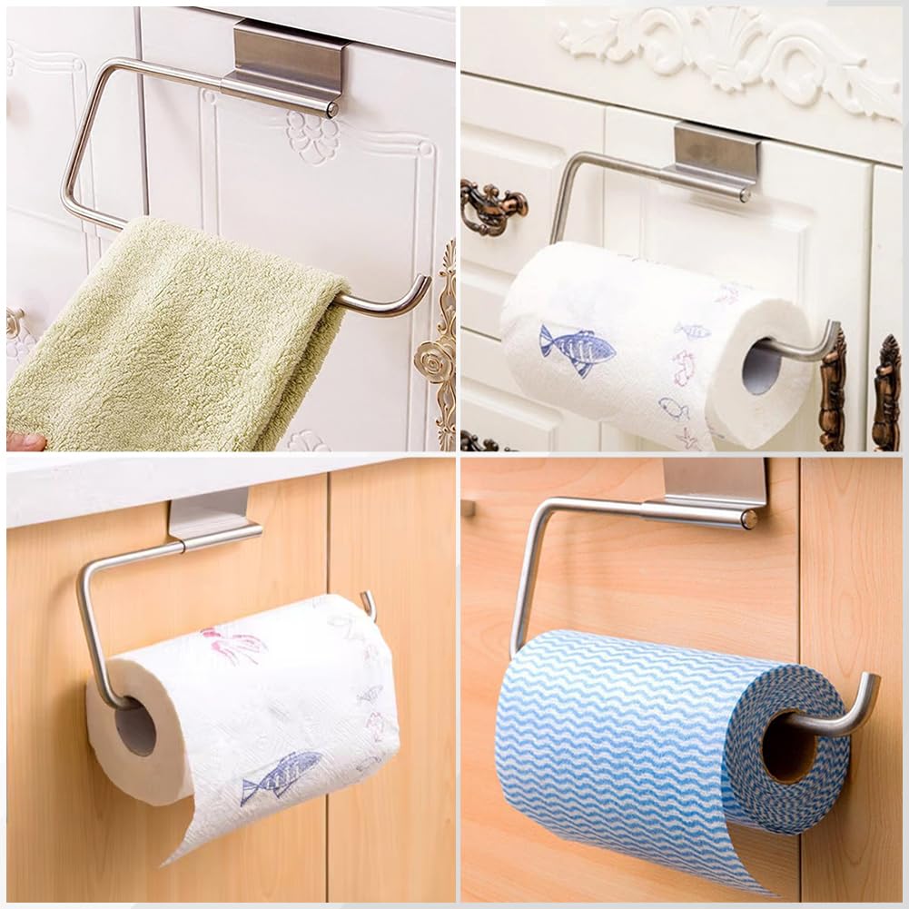 COMFECTO Over The Cabinet Door Paper Towel Holder for Kitchen Bathroom, Stainless Steel 12 Inch Paper Towel Roll Holder