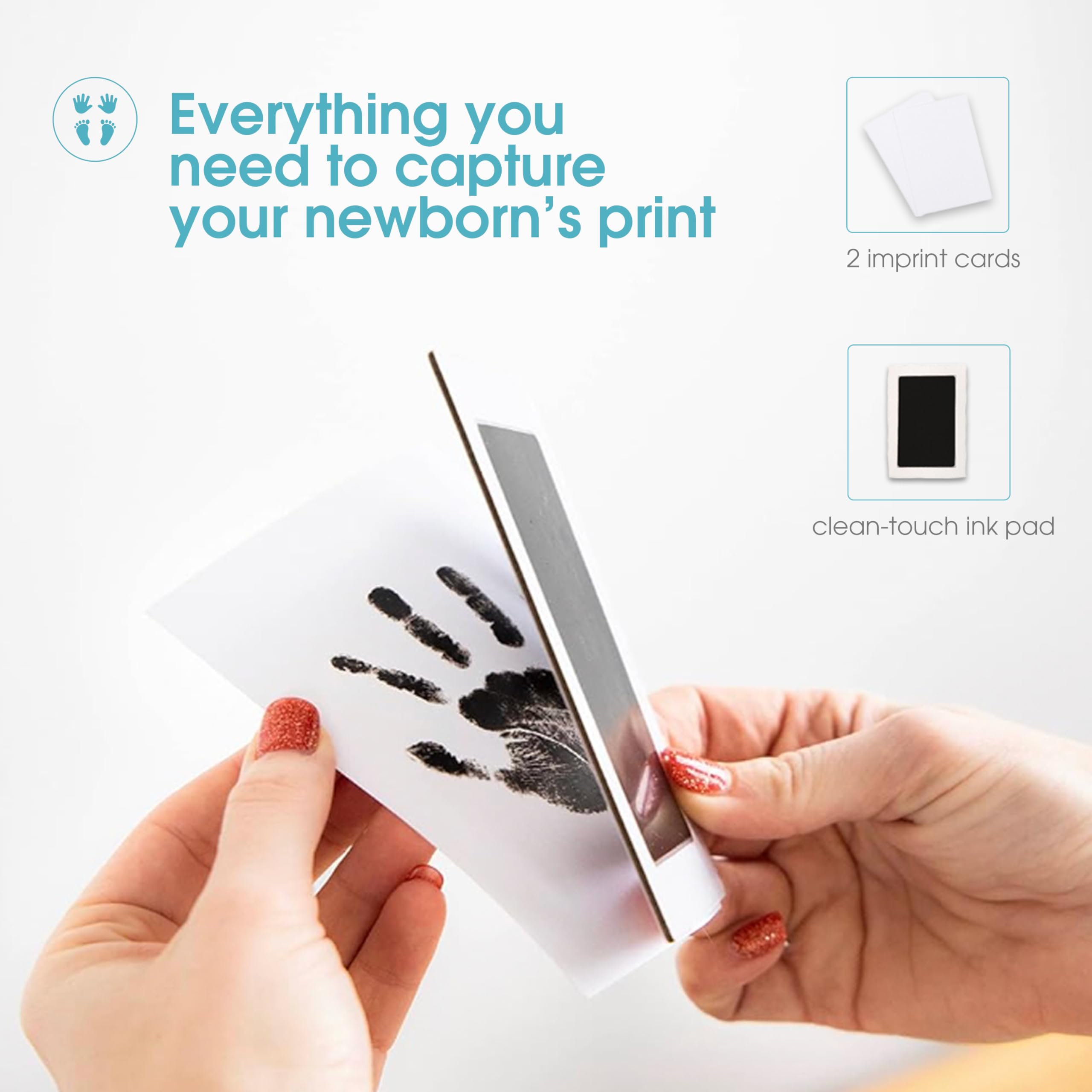 Pearhead Newborn Baby Handprint or Footprint Clean-Touch Ink Pad Kit, Baby Print, Newborn Keepsake, Black