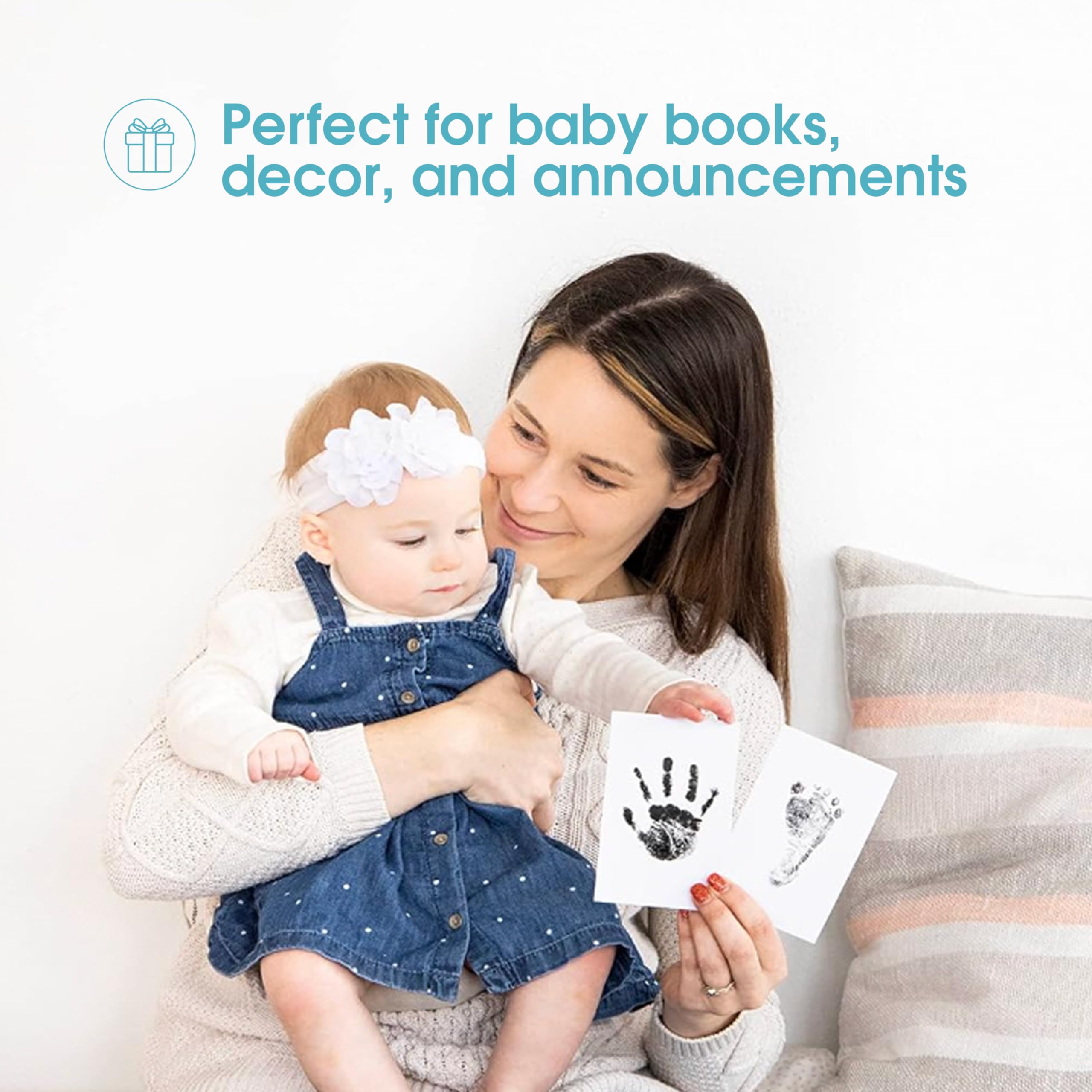 Pearhead Newborn Baby Handprint or Footprint Clean-Touch Ink Pad Kit, Baby Print, Newborn Keepsake, Black