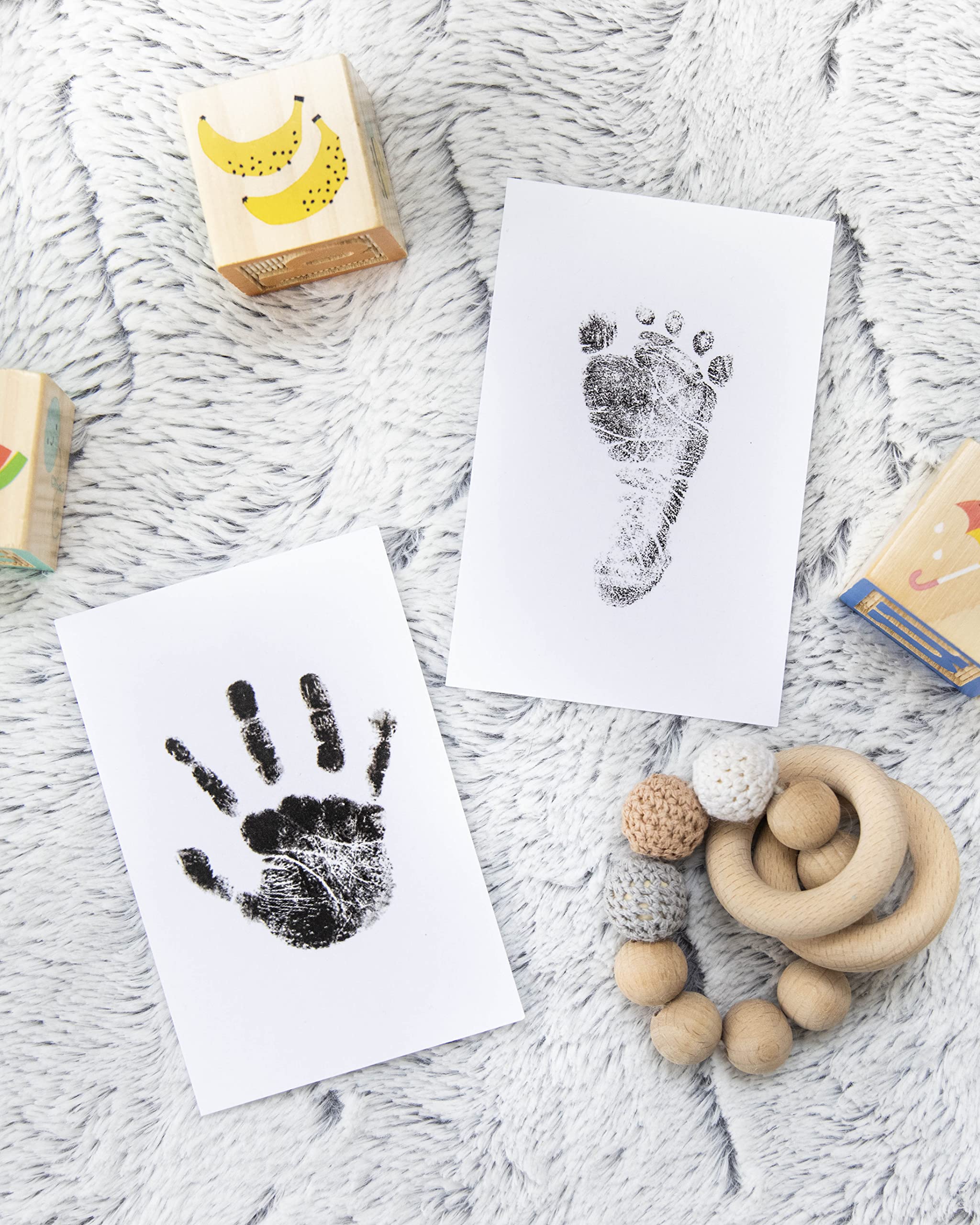 Pearhead Newborn Baby Handprint or Footprint Clean-Touch Ink Pad Kit, Baby Print, Newborn Keepsake, Black