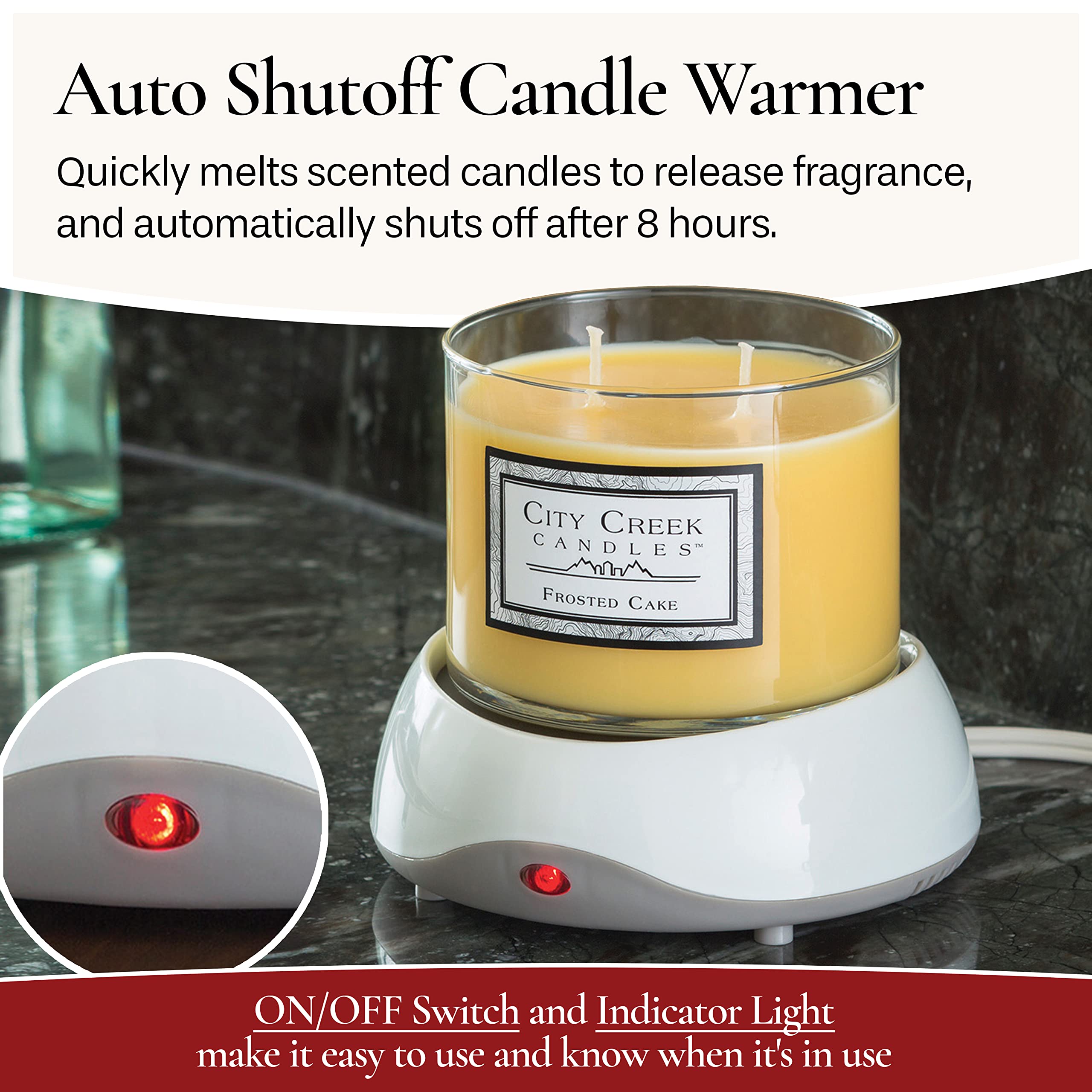 CANDLE WARMERS ETC. Auto Shutoff Candle Warmer, White