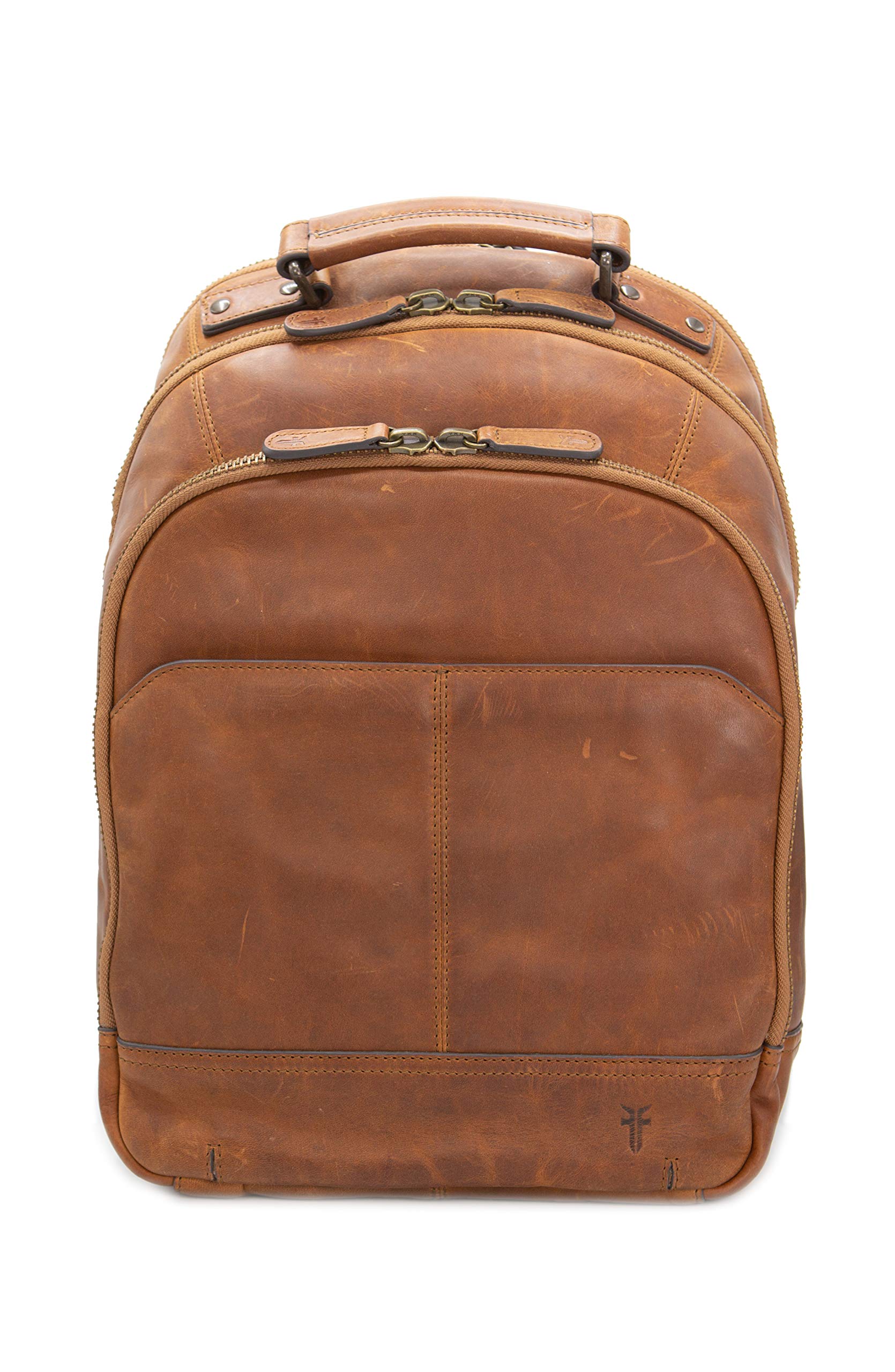 Frye mens Logan Multi Zip Backpack, Cognac, One Size US