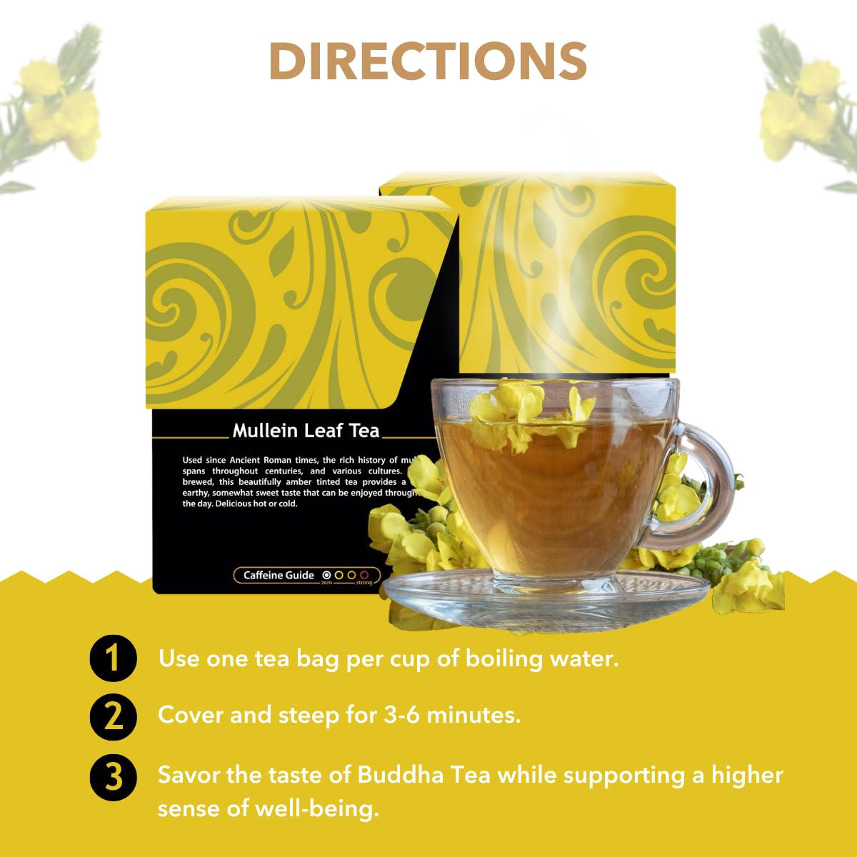 Buddha Teas Organic Mullein Leaf Tea - OU Kosher, USDA Organic, CCOF Organic, 18 Bleach-Free Tea Bags