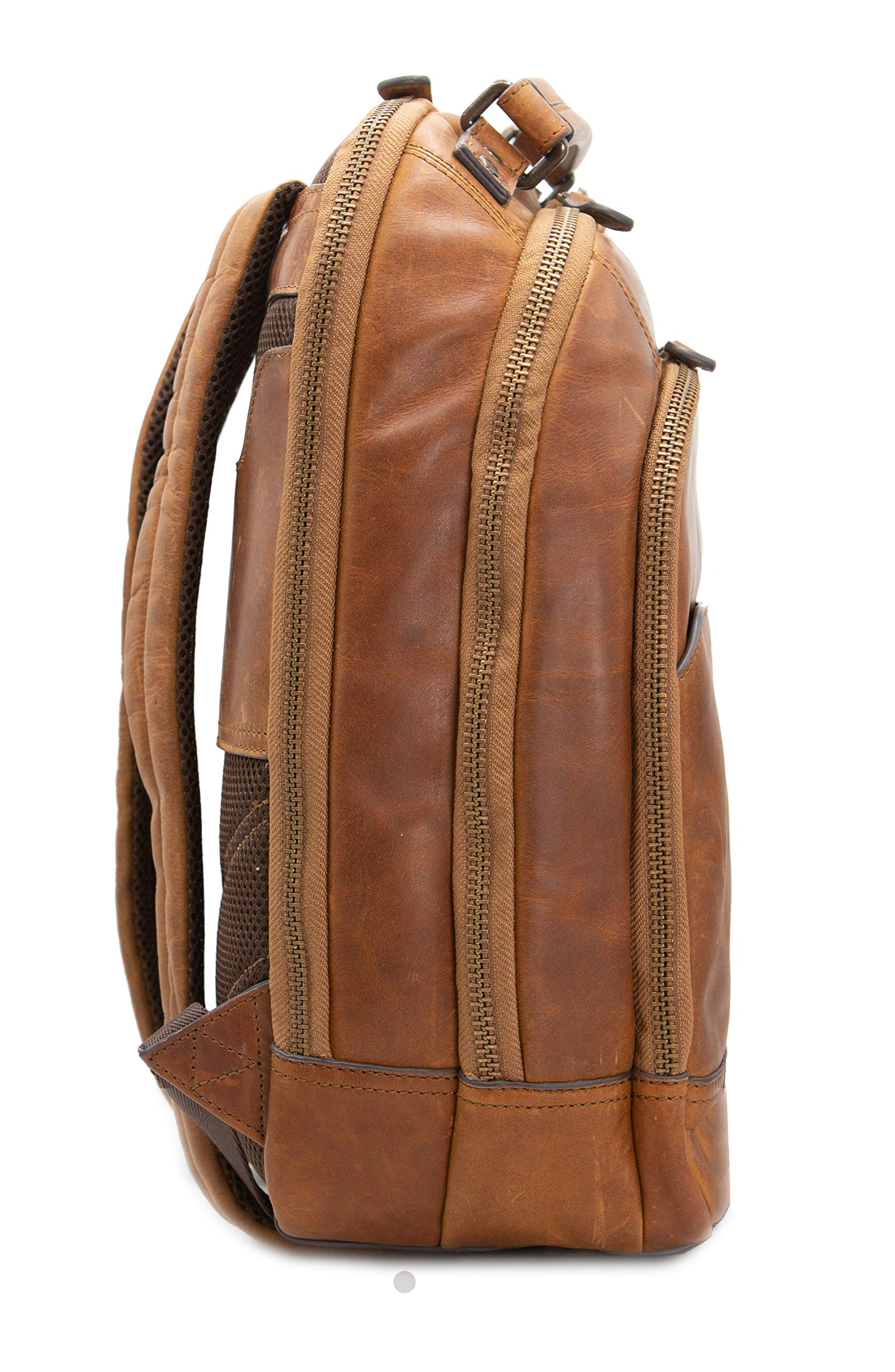 Frye mens Logan Multi Zip Backpack, Cognac, One Size US