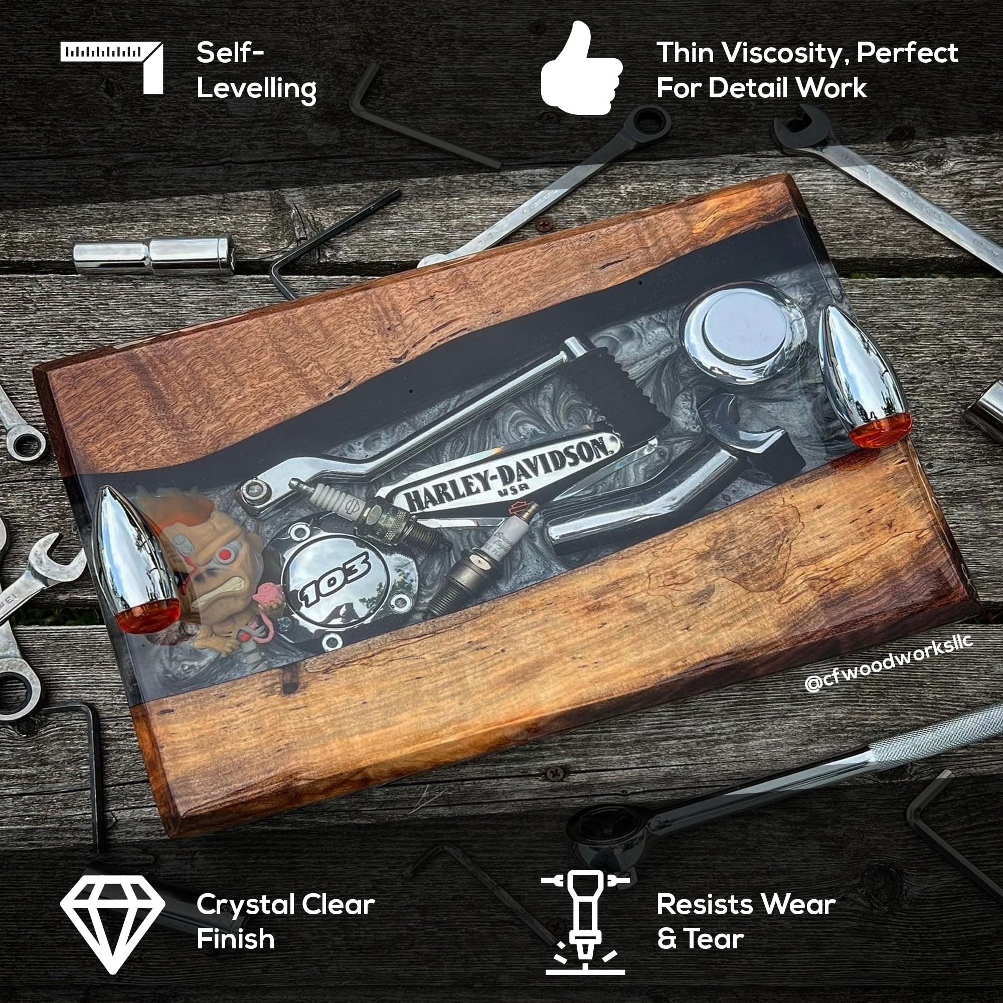 Deep Pour Epoxy Resin Kit Crystal Clear Liquid Glass 2-4 inch 1.5 GL, Food Grade Safe Self Levelling Epoxy Kit, Clear Epoxy Resin Wood Filler, Clear Casting Resin, River Table Epoxy Resin 2:1