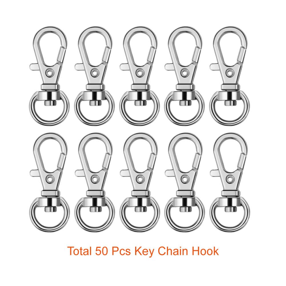 Paxcoo 100 Pcs Metal Swivel Lanyard Snap Hook with Key Rings (Silver)