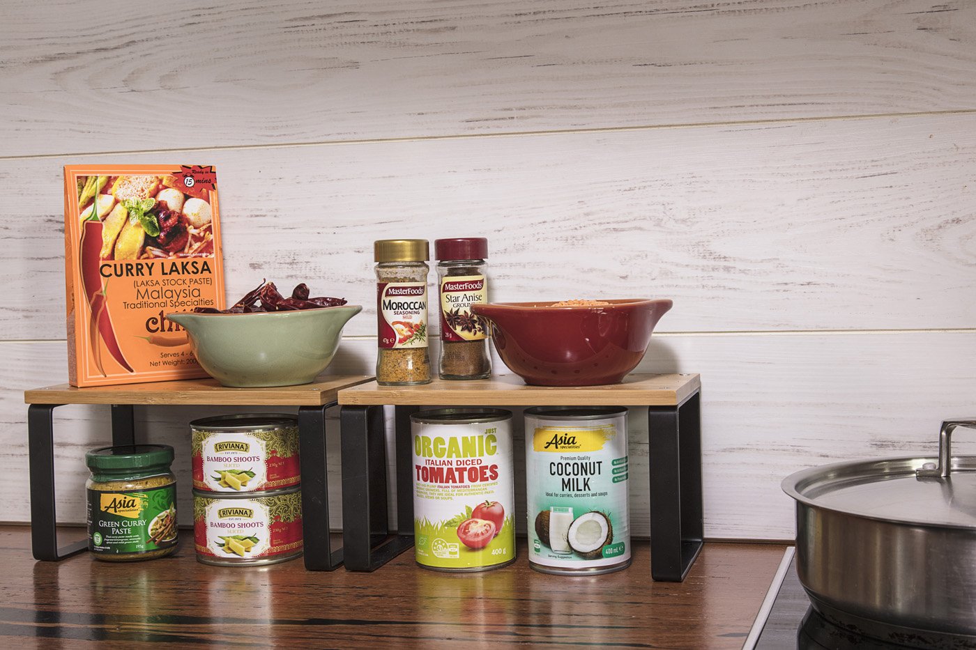 SBS Stackable, Kitchen Counter. Pantry and Cabinet Organizer, Modular Shelves. 2 Shelves (9.5 inch)