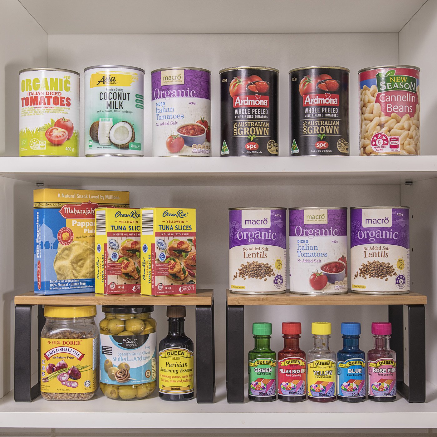 SBS Stackable, Kitchen Counter. Pantry and Cabinet Organizer, Modular Shelves. 2 Shelves (9.5 inch)
