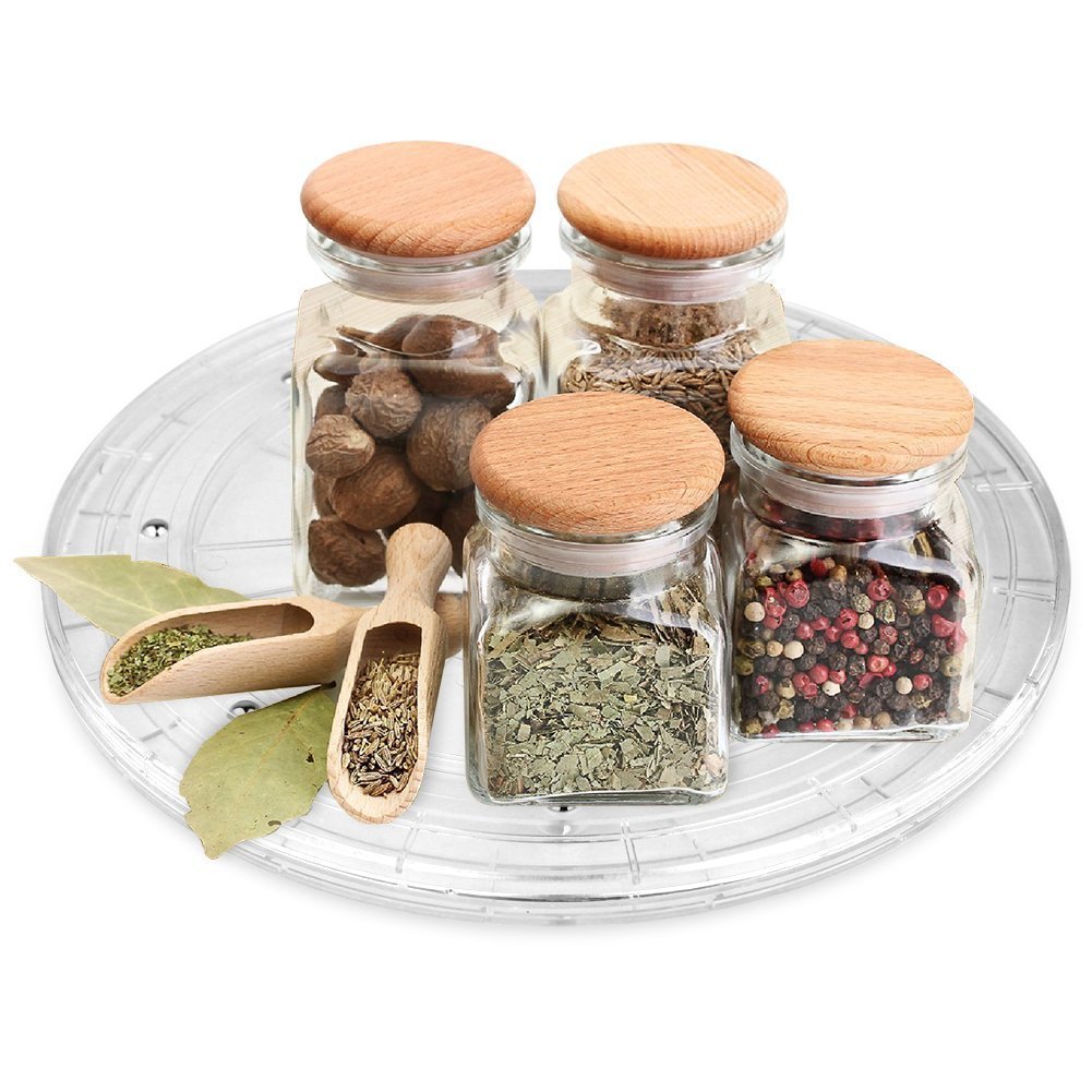 Cedmon Heavy Duty Lazy Susan Turntable Organizer Acrylic Organizers for Kitchen Corner Cabinets Spice Rack Cake Decorating TV Laptop Computer Monitor (9 inch)