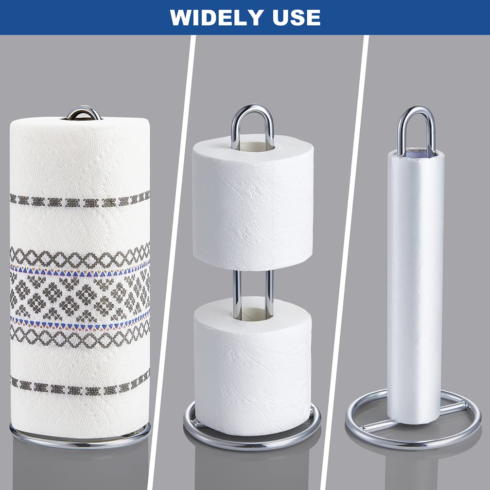 Vinobbi Paper Towel Rack Holder Simply Stand Use on Countertop, Kitchen and Bathroom, Chrome