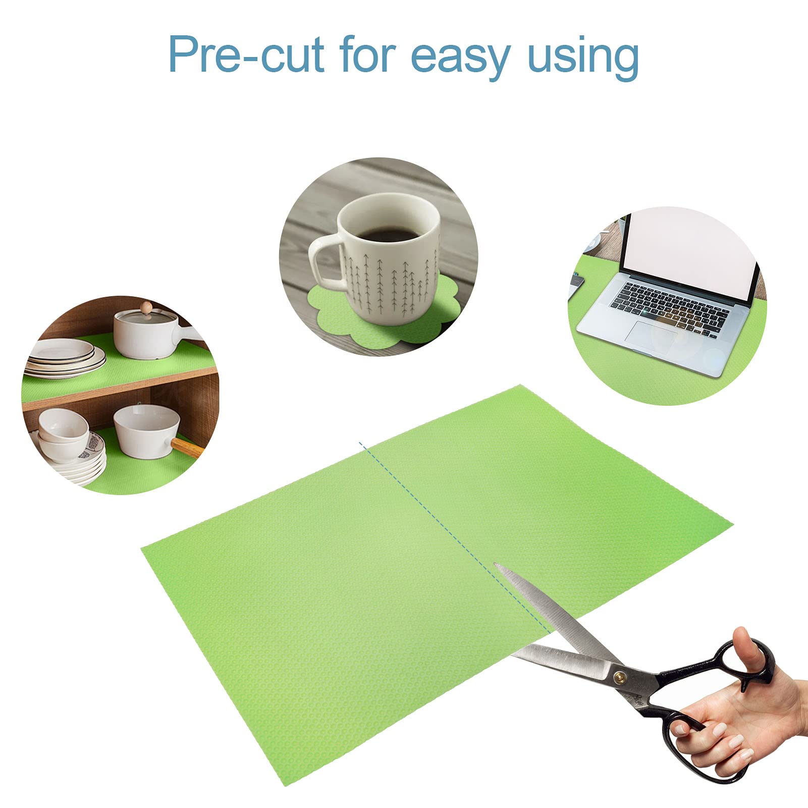 Refrigerator Liners Fridge Mats Pads 8 Pack Washable Waterproof Drawer Table Shelf Liner Mat with 2 Cleaning Cloths(3 Green + 3 Pink + 2 Blue)