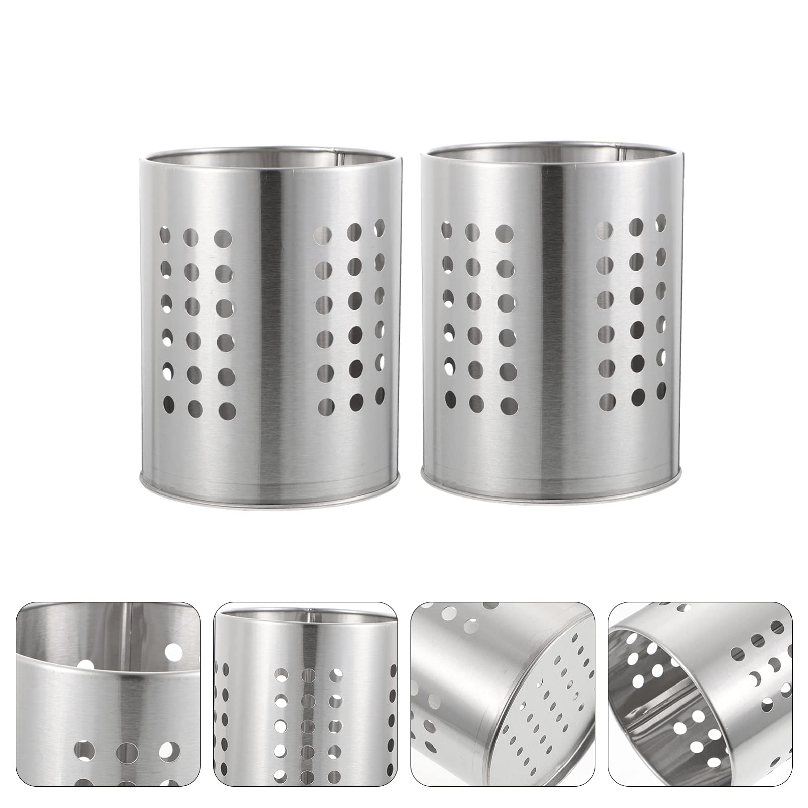 Cabilock 2pcs Stainless Steel Utensil Holder Flatware Holder Utensil Sink Caddy Drying Rack Cutlery Basket for Chopstick Spoon Fork Countertop