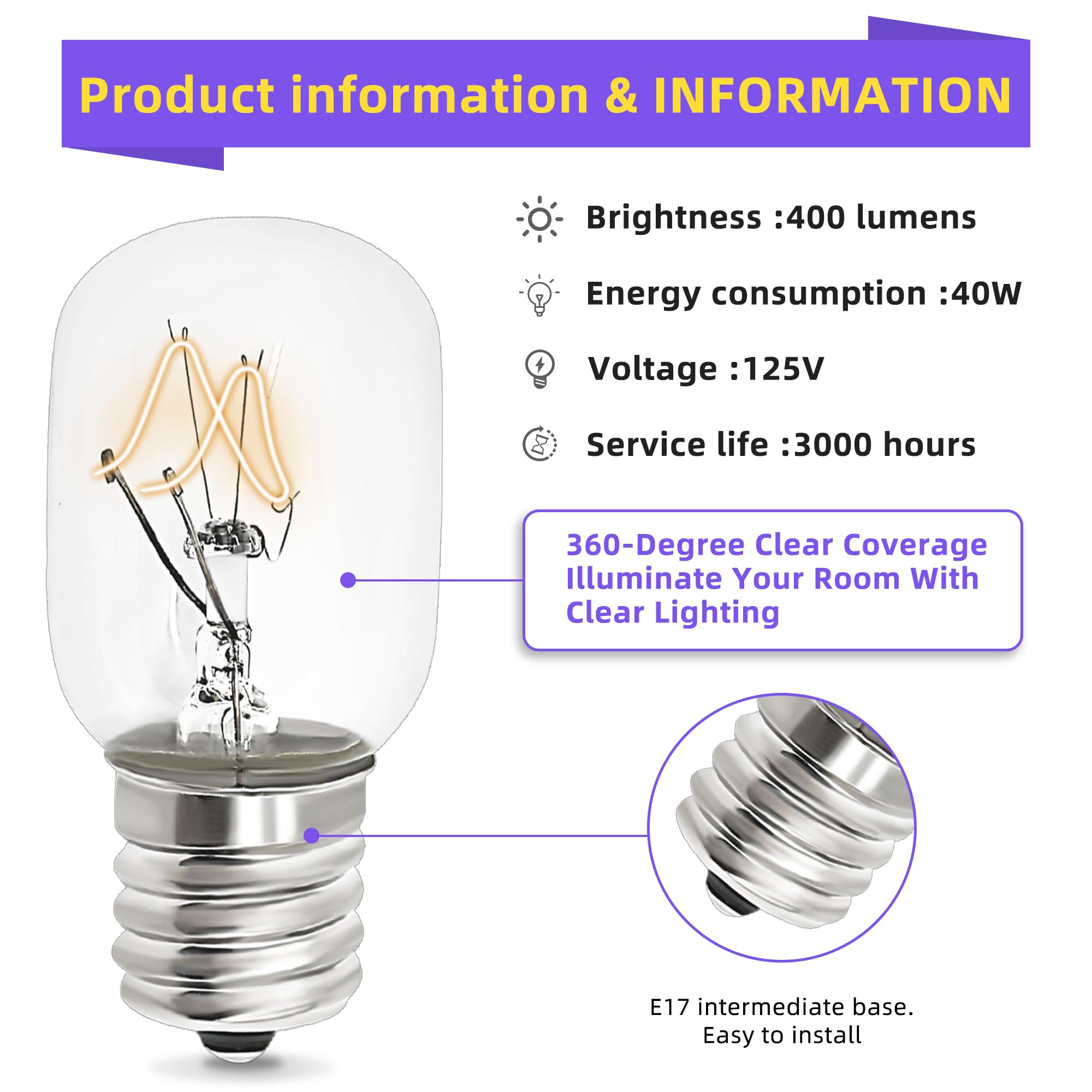 AMI PARTS 8206232A Bulb 40w 125v Microwave Oven Light Replacement Part for Microwave (2pc)