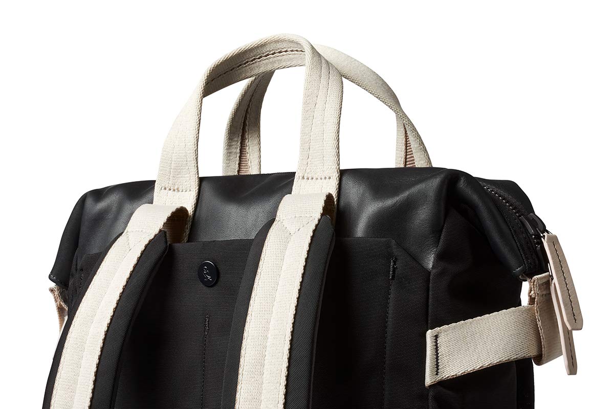 Bellroy Tokyo Totepack - Premium Edition (Convertible Leather Panel Fashion Backpack/Tote Bag, Fits 16β Laptop) - Black Sand
