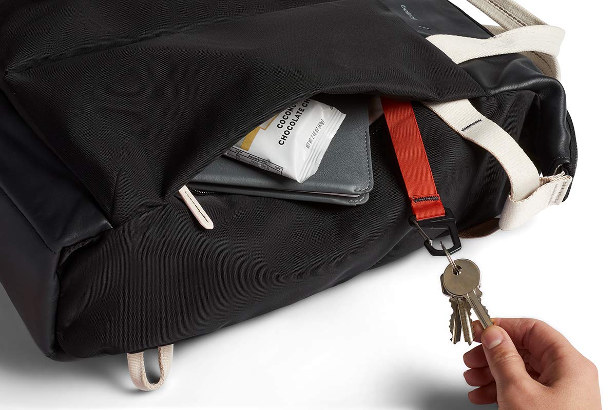 Bellroy Tokyo Totepack - Premium Edition (Convertible Leather Panel Fashion Backpack/Tote Bag, Fits 16β Laptop) - Black Sand