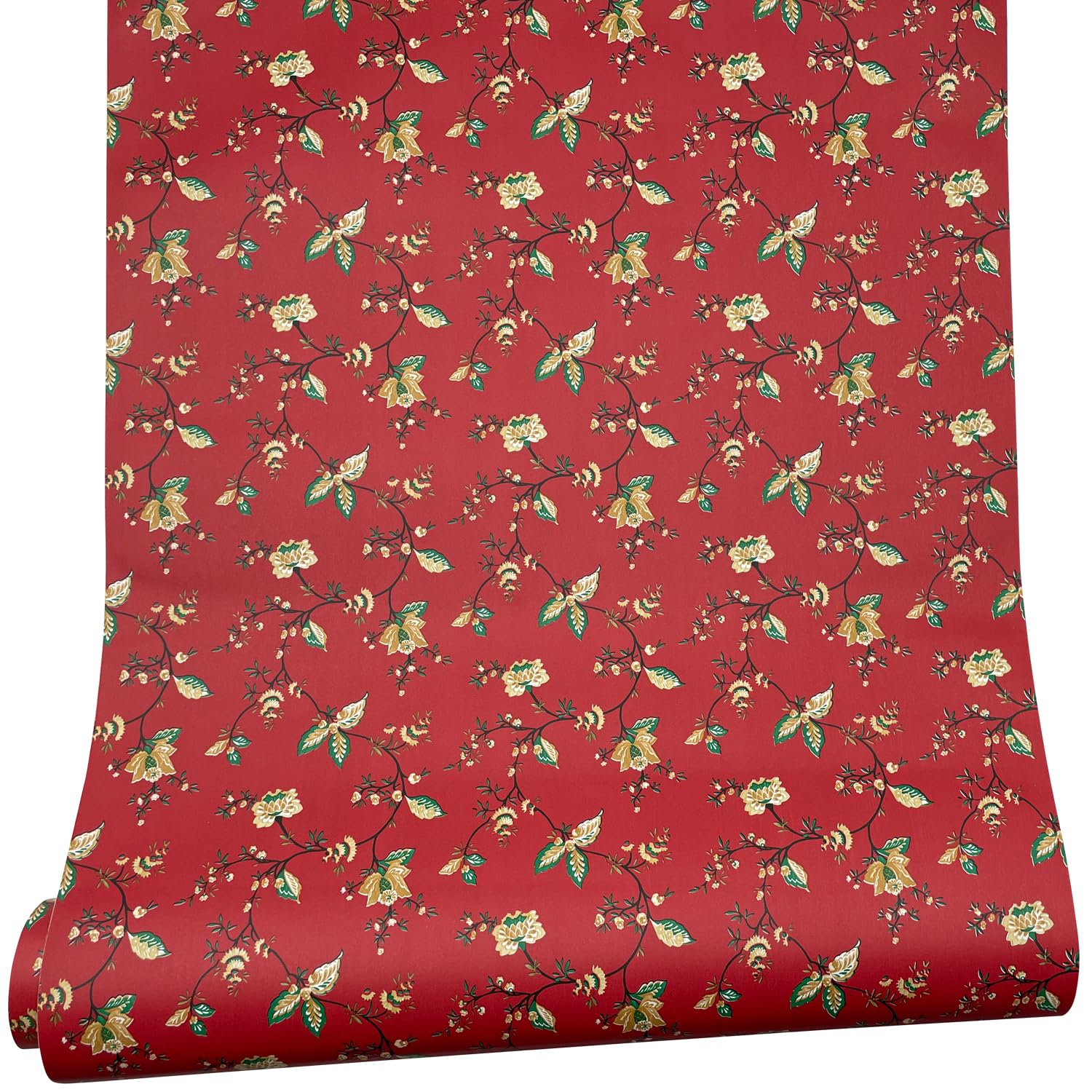 Yifely Boho Red Leaf Shelf Liner Removable Cabinet Drawer Covering Vinyl Paper Christmas Wall Decor 17.7 Inch by 9.8 Feet