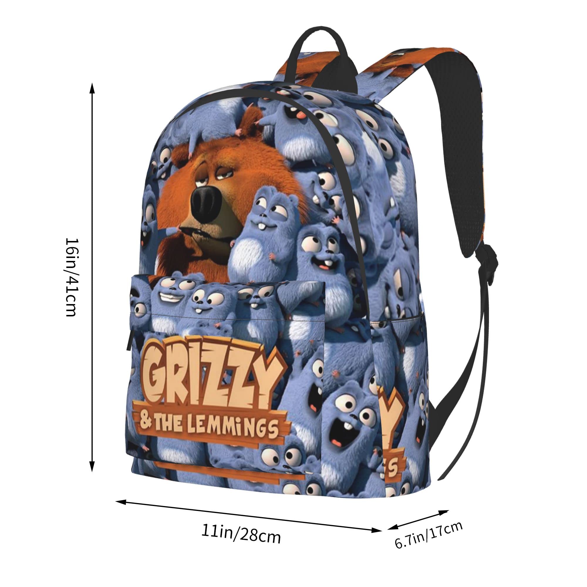 Grizzy and The Lemmings Backpack for Men Women Casual Daypack Travel Laptop Backpack Multifunction Bag 16 inch(style2)
