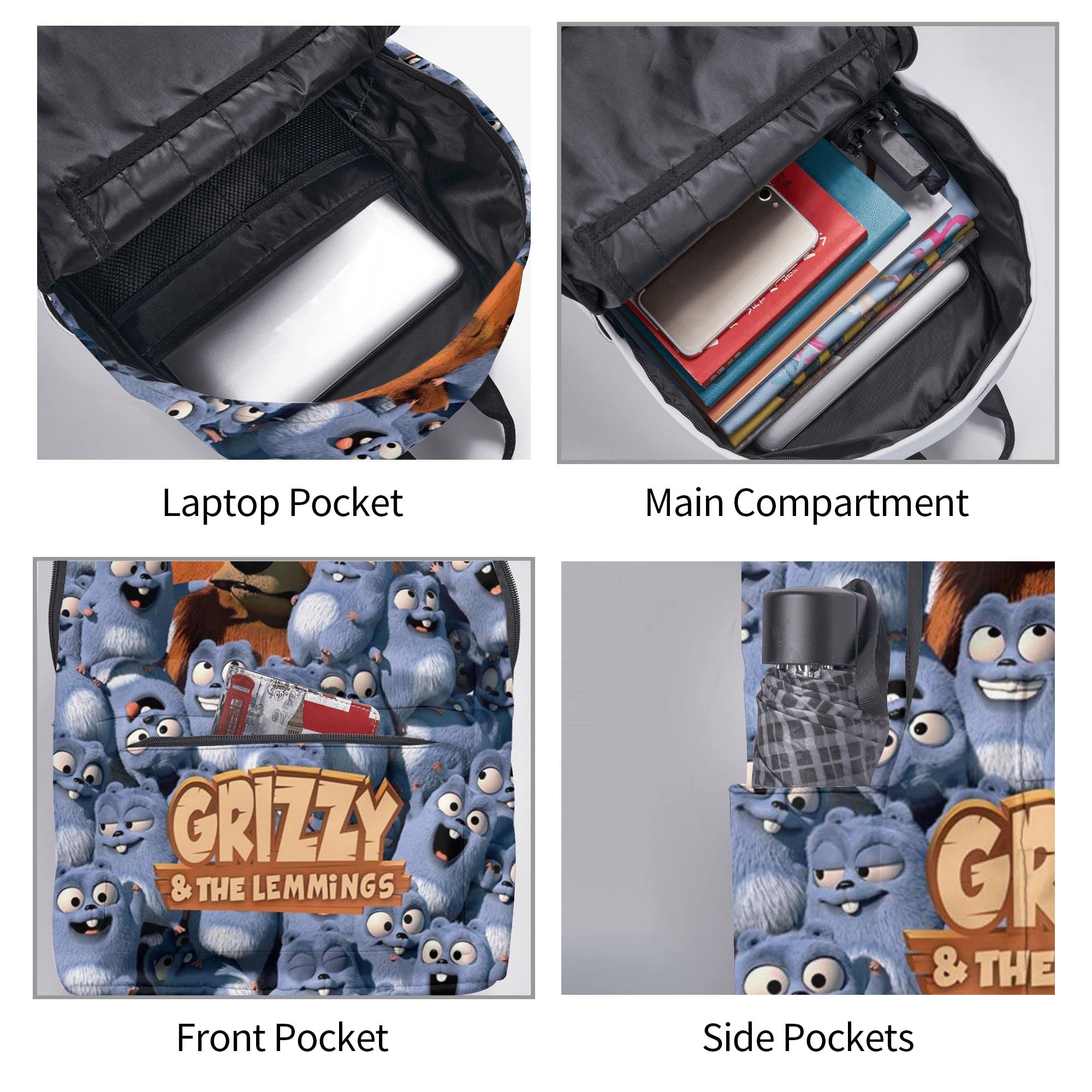 Grizzy and The Lemmings Backpack for Men Women Casual Daypack Travel Laptop Backpack Multifunction Bag 16 inch(style2)