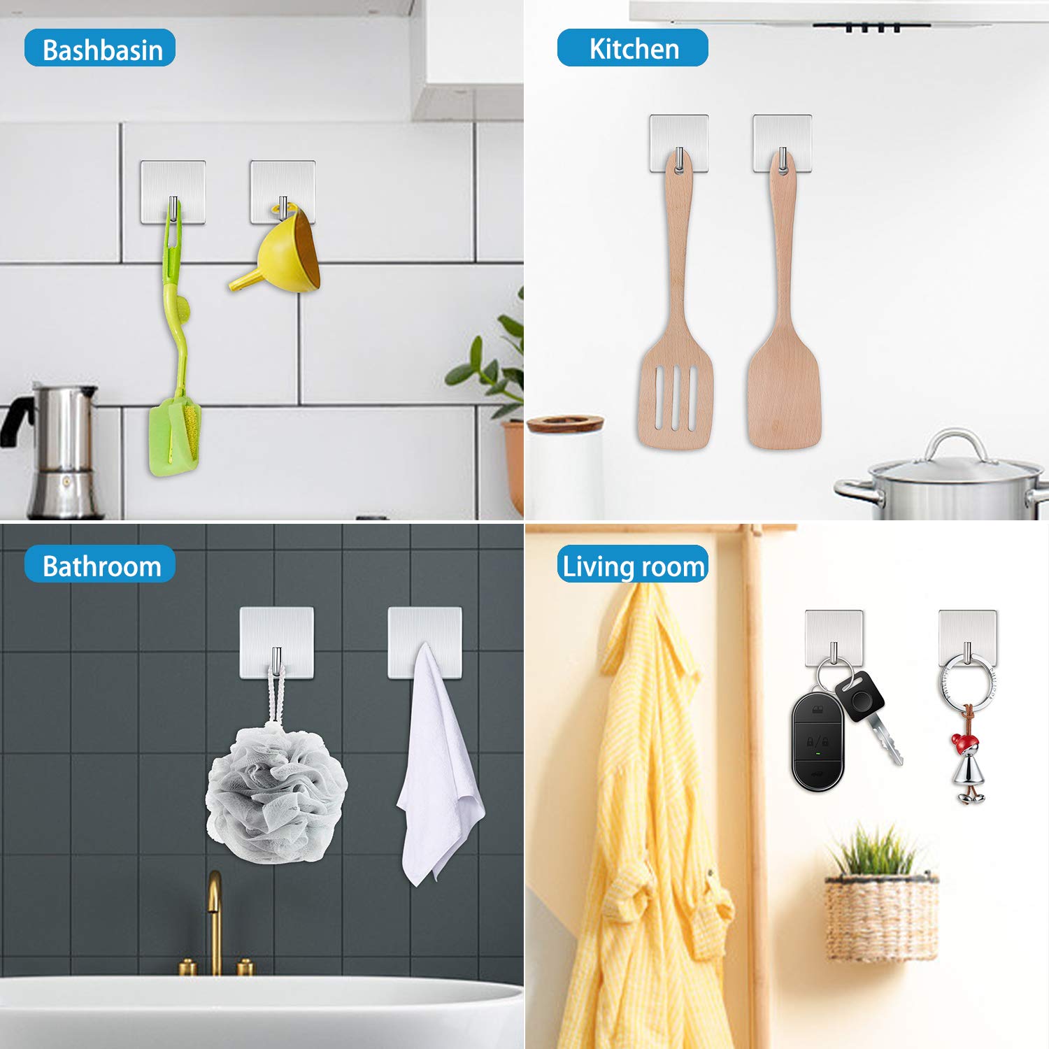 Paper Towel Holder - Self Adhesive Paper Towel Rack Under Cabinet Mount SUS304 Stainless Steel for Kitchen Bathroom Large Roll Paper, 4 Piece (Matte Black)