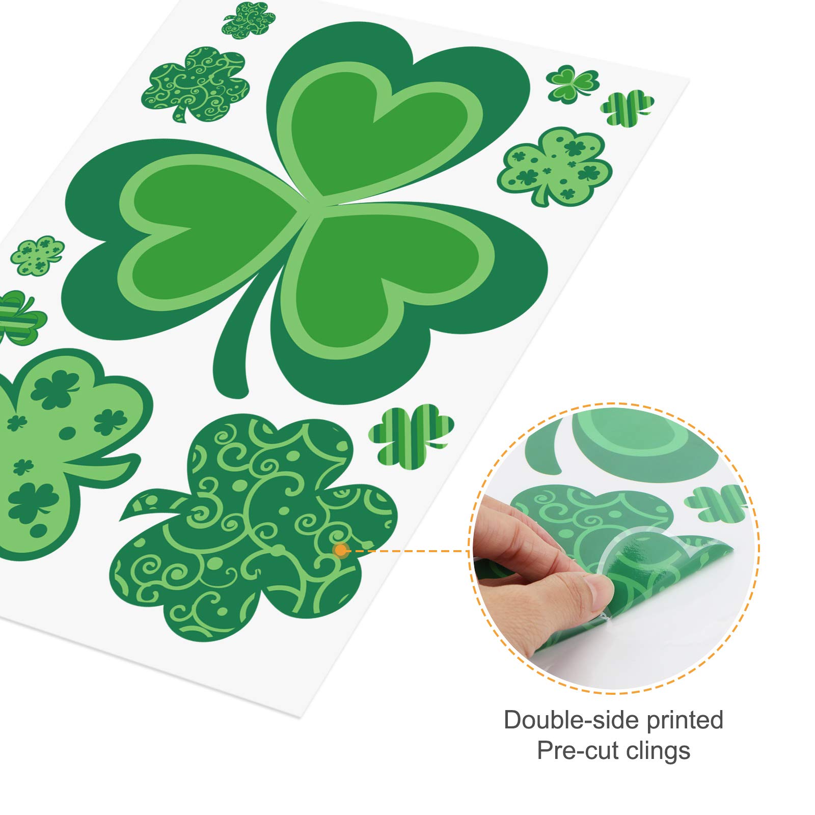 St Patricks Day Window Clings, Shamrock Stickers for St Patricks Day Decorations, 109 PCS Reusable Static Spring Window Clings Decor