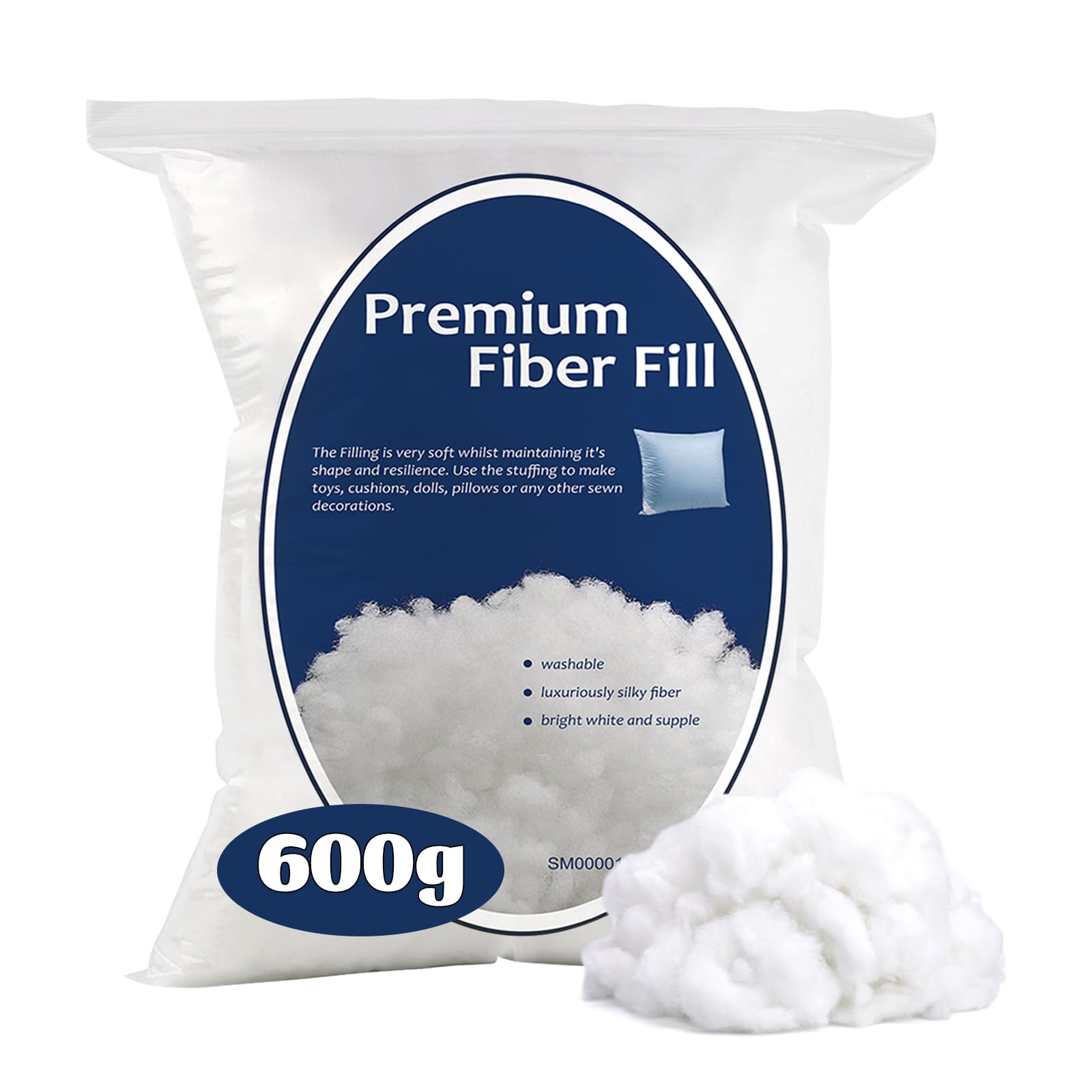 Bupete 600g/21oz Polyester Fiber Fill, Premium Fiber Fill Stuffing, Fluff Stuffing High Resilience Fill Fiber for Stuffed Animal Crafts, Pillow Stuffing, Cushion Stuffing