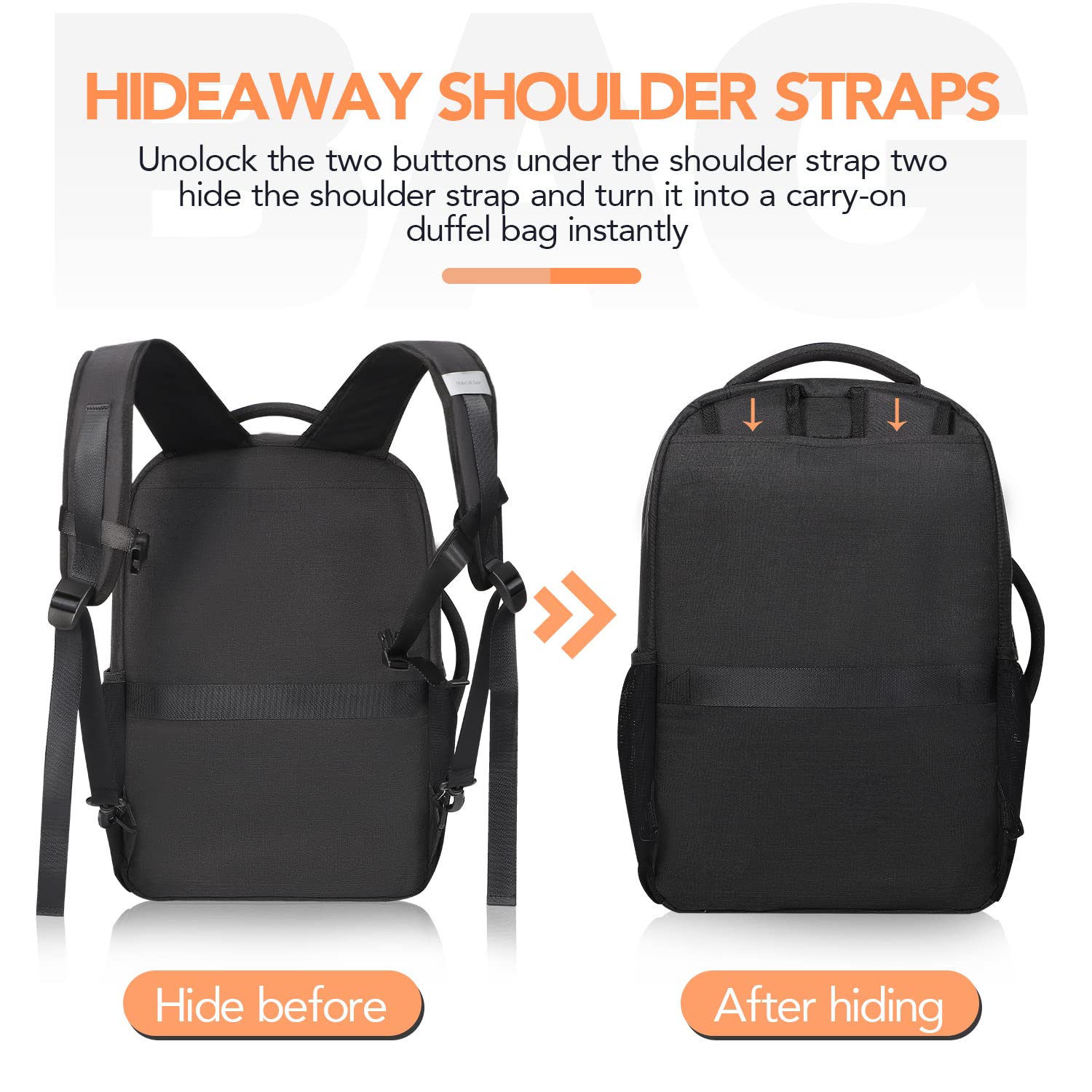 Conworld Travel Backpack 2 in 1, 40L Flight Approved Carry On Backpack for Men Women, Combination Carry on Backpack Lightweight Business Weekender Overnight Large Backpack