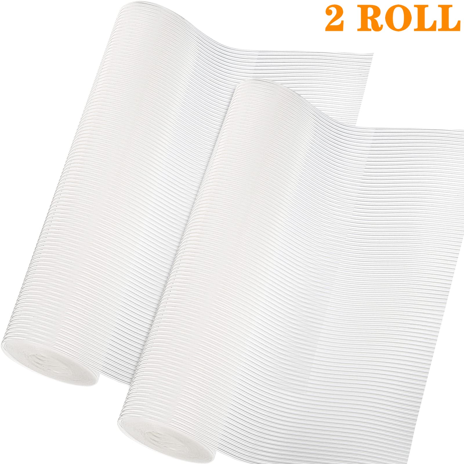 DEAYOU 2 Roll Clear Shelf Liner, 12"x 40 FT EVA Nonslip Drawer Liner, Non-Adhesive Kitchen Liner, Waterproof Pantry Fridge Liner, Oilproof Grip Liner Mat Protector for Table, Rack, Cuttable, Washable