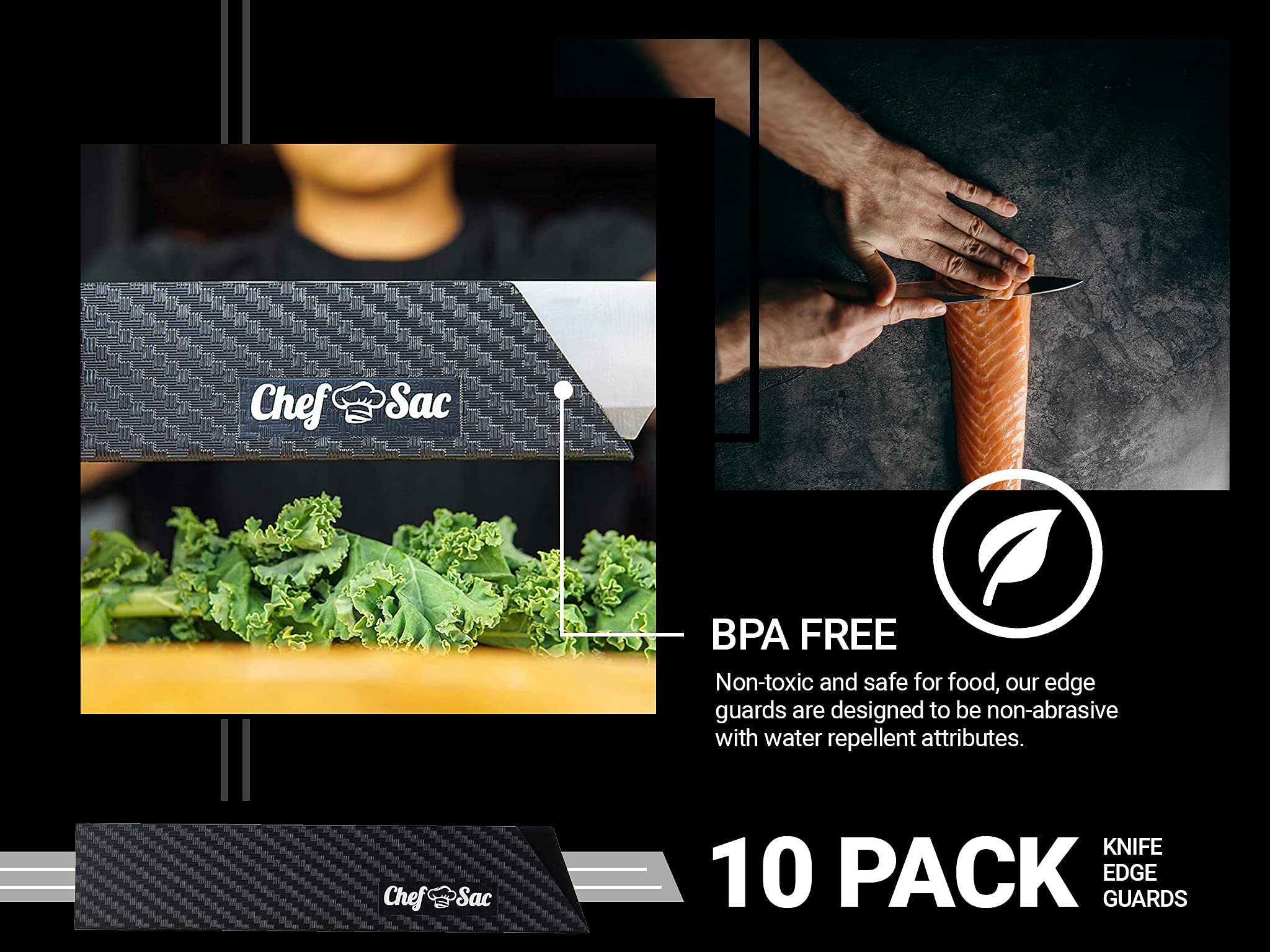 Waxed Canvas Chef Knife Roll Bag with 10-Pack Knife Guards Included