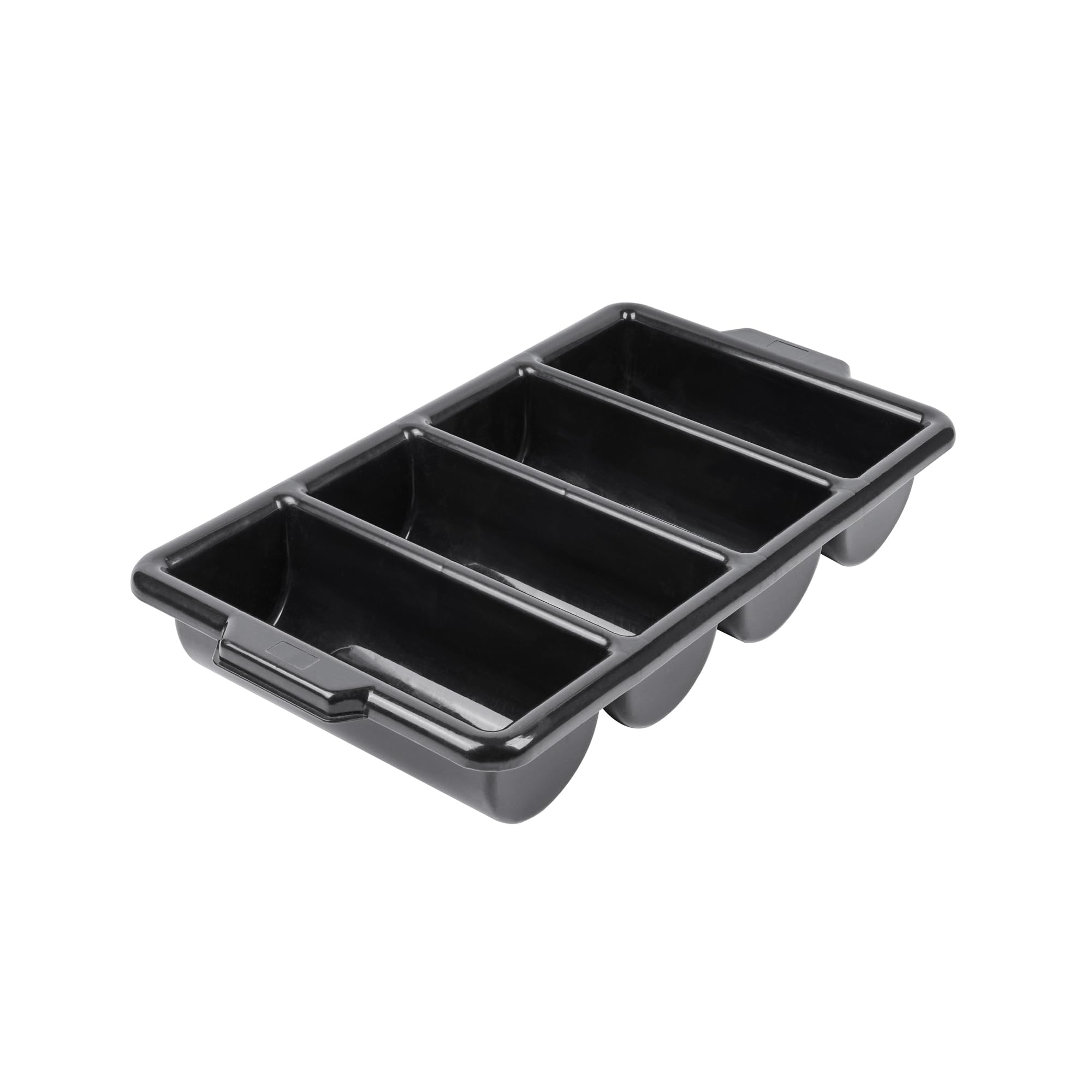 RW Clean 21.9 x 14.2 x 3.5 Inch Silverware Organizer, 1 Crack-Resistant Cutlery Tray - 4 Compartments, Built-In Handles, Black Plastic Utensils Drawer Holder, Wrap-Resistant, For Kitchen Organization