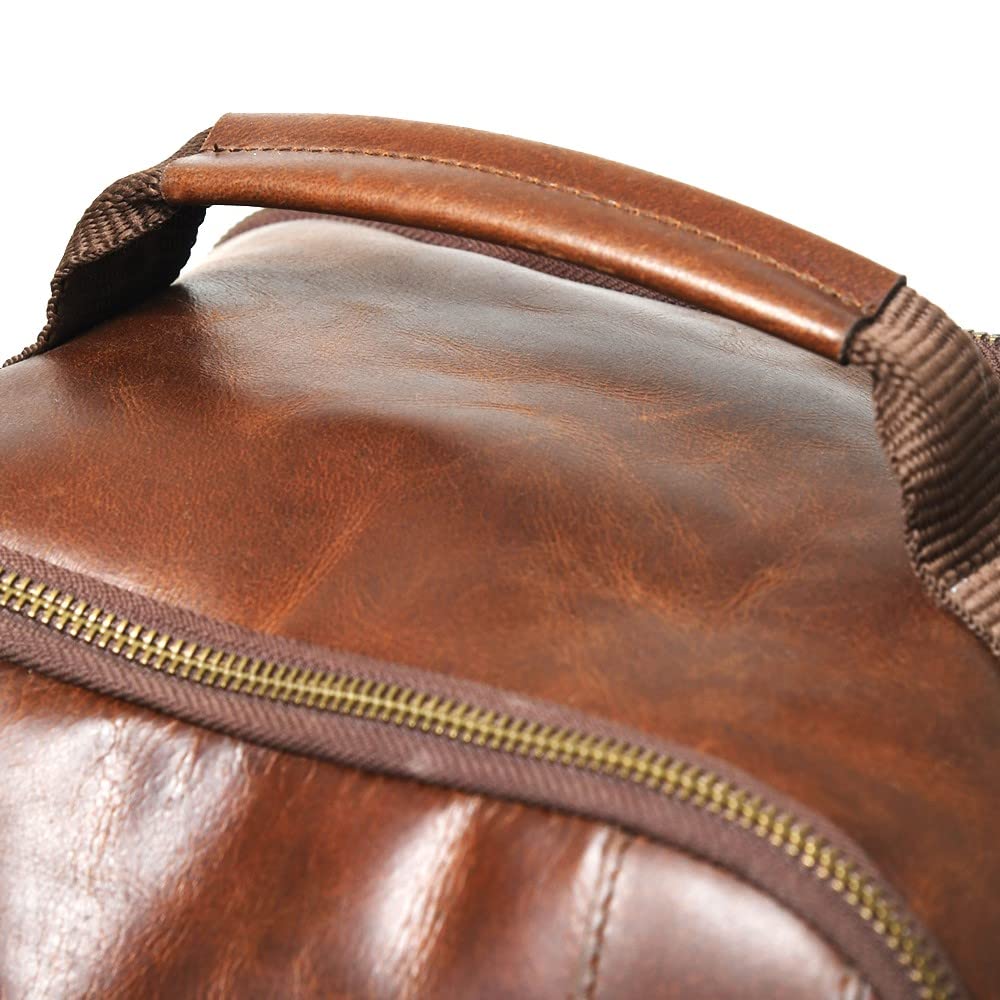 Gratlin Buffalo Leather Backpack for Men & Women | Multi Pockets Leather Laptop Backpack | Vintage Genuine Men's Brown Leather Backpacks Bookbag Rucksack Knapsack for Travel Trekking Camping Business