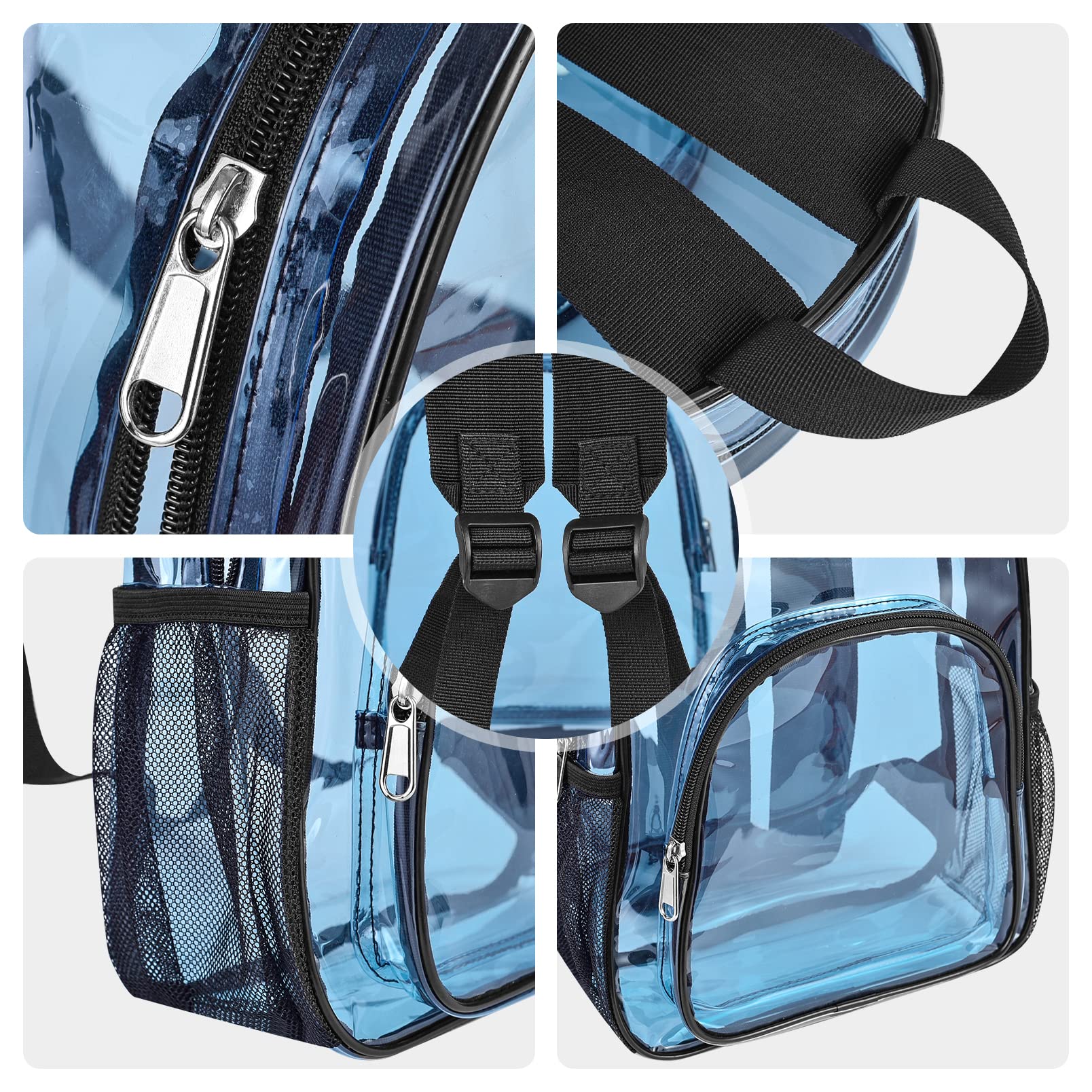 Slumou Mini Clear Backpack Stadium Approved for Women Men Heavy Duty See Through Transparent Pvc Backpacks for School Work Travel(Black)