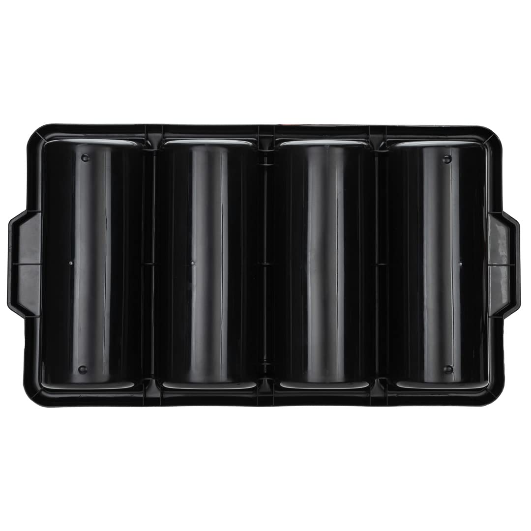 RW Clean 21.9 x 14.2 x 3.5 Inch Silverware Organizer, 1 Crack-Resistant Cutlery Tray - 4 Compartments, Built-In Handles, Black Plastic Utensils Drawer Holder, Wrap-Resistant, For Kitchen Organization