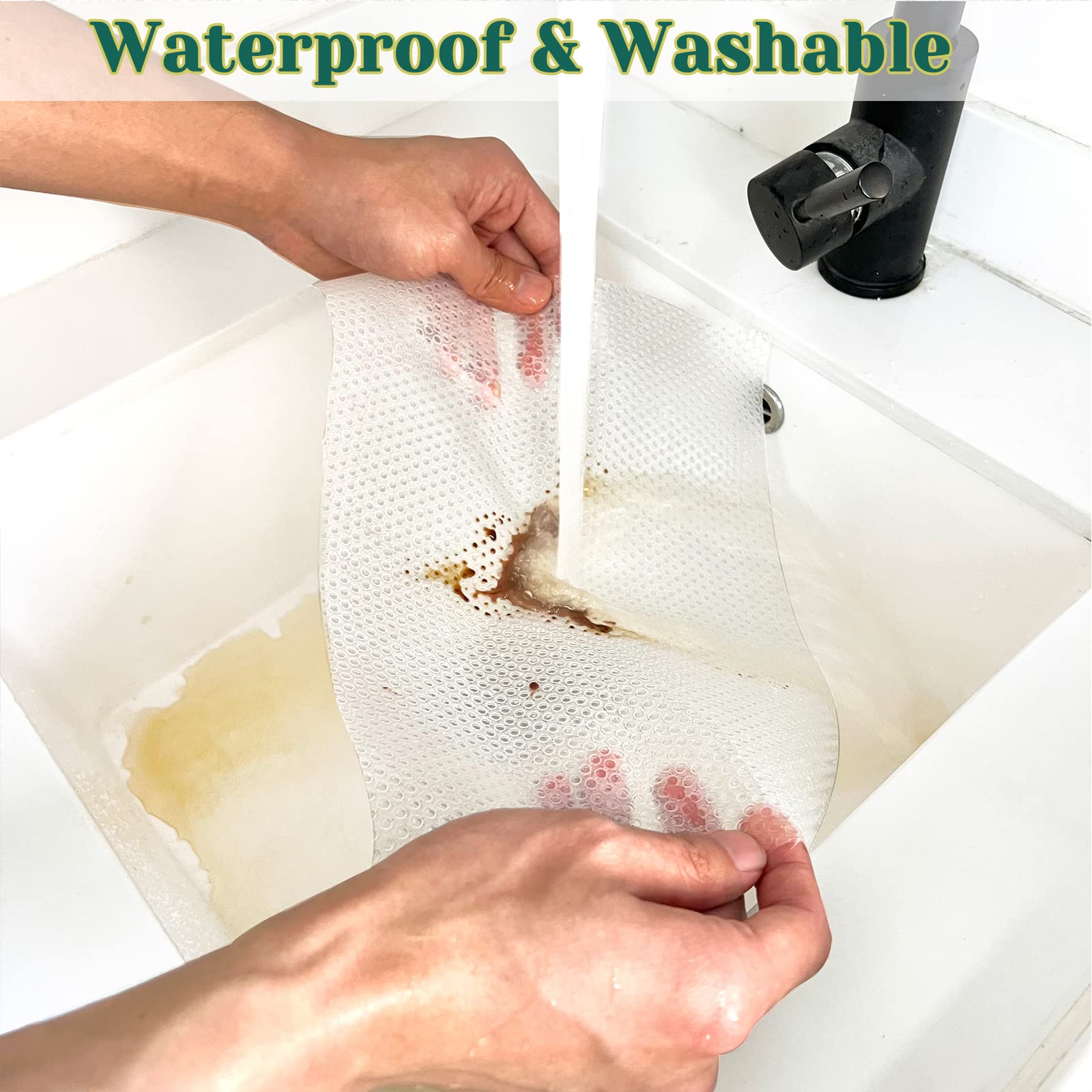 GOTECHBO Shelf Liner Waterproof - Clear Fridge Liners Washable, EVA Anti Frost Refrigerator Mat, Oil-Proof Non Adhesive Cabinet Drawer Liner (17.7" x 181 inch)
