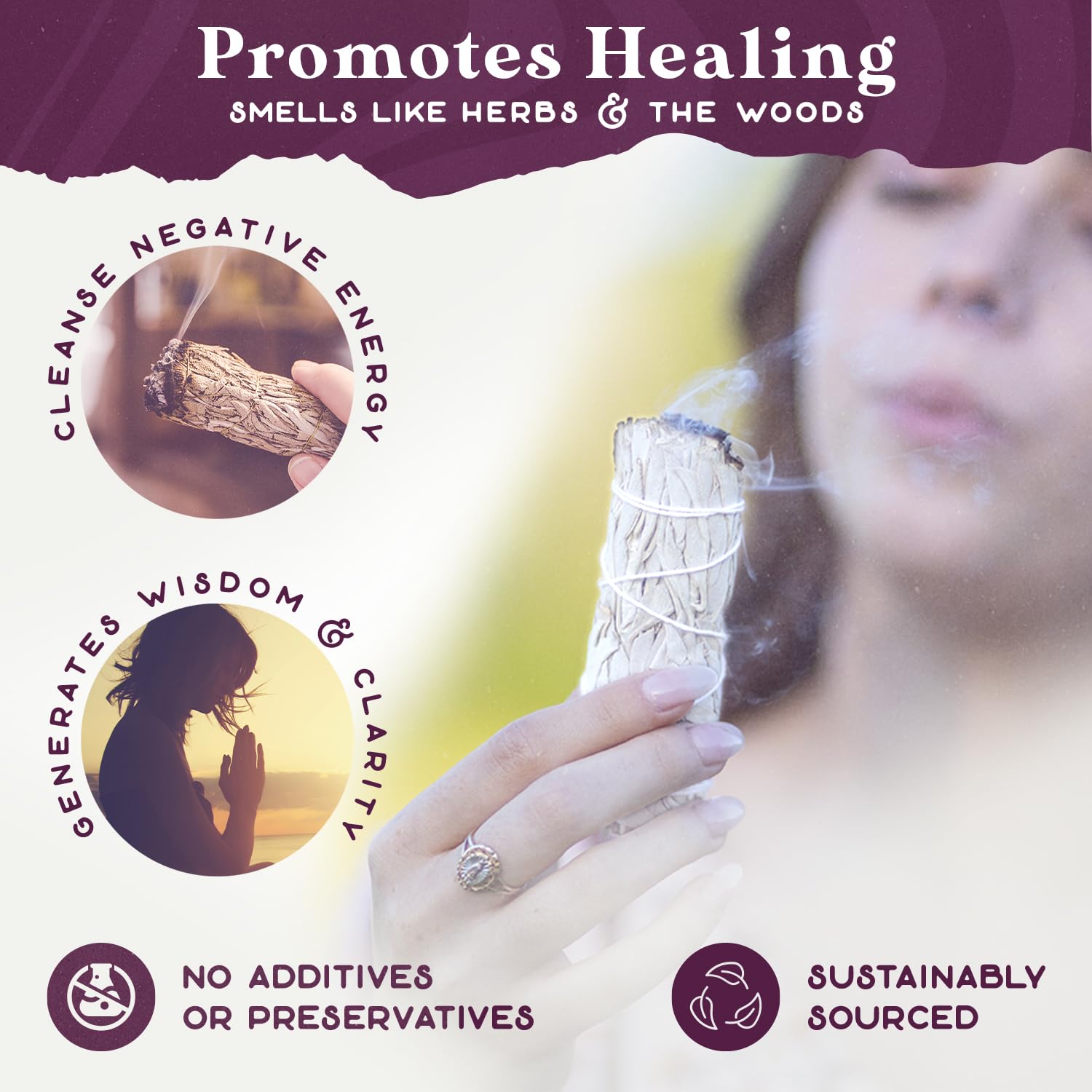 PURPLE CANYON White Sage Bundles - (3 Pack) - Sage Smudge Stick for Home Cleansing Incense Healing Meditation and California Smudge Sticks Rituals (4 Inch)